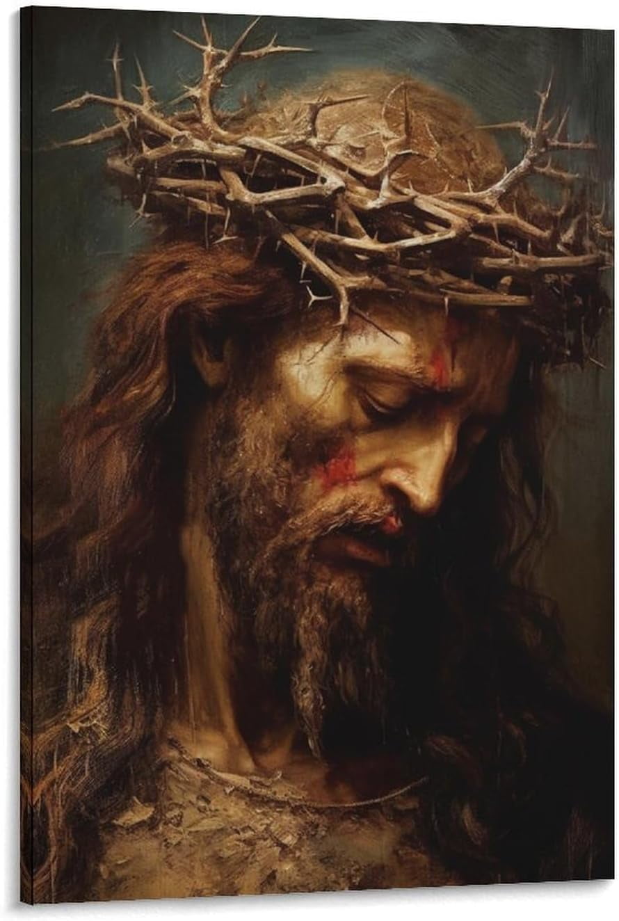 ADALE Jesus Poster Persecution Crown of Thorns Canvas Wall Art Christ ...