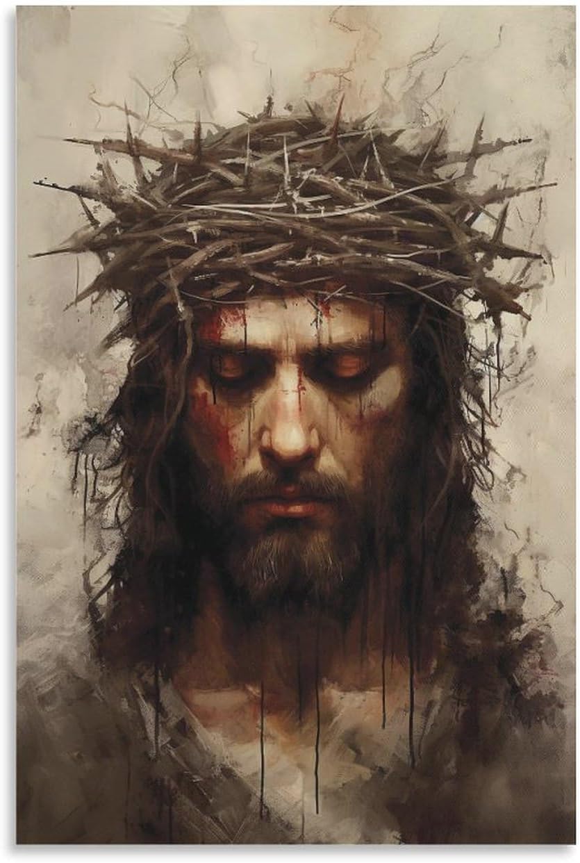 ADALE Jesus Poster Persecution Crown of Thorns Canvas Wall Art Christ ...