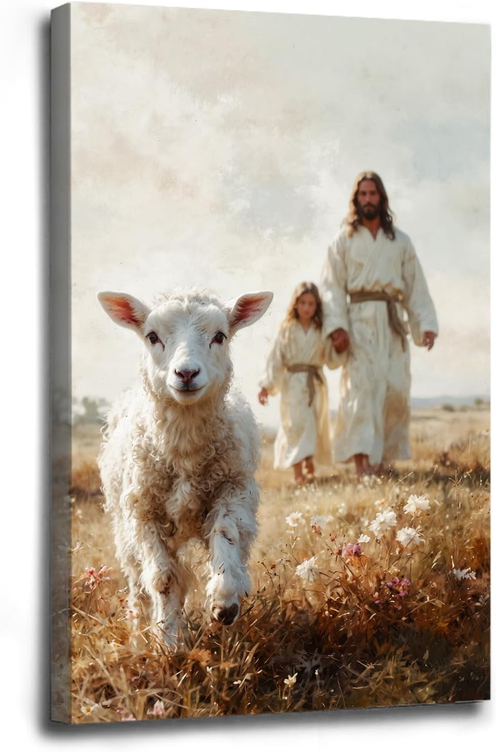 ADALE Jesus girl and sheep divine mercy picture inspirational wall ...