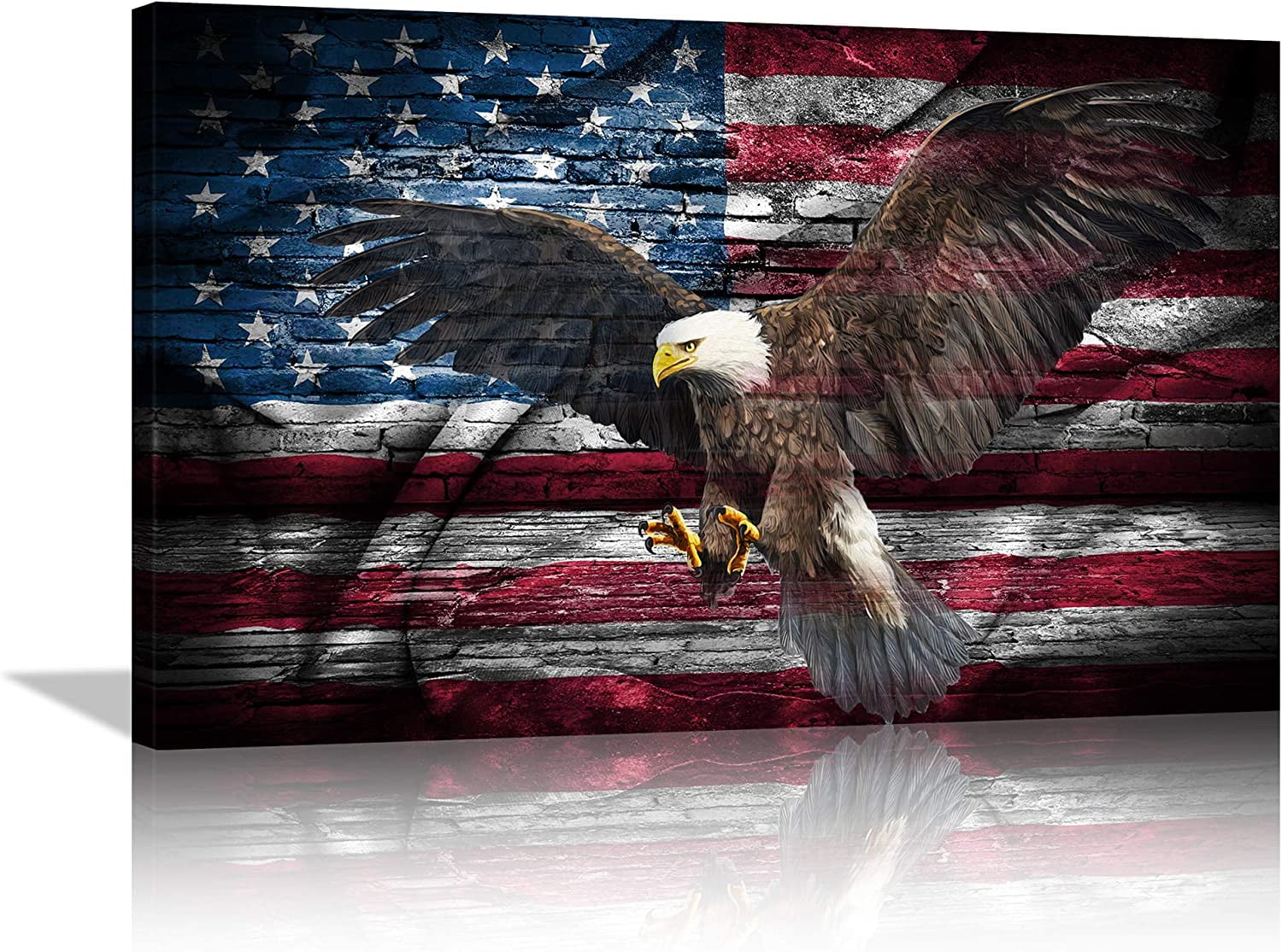 ADALE Large American Bald Eagle Canvas Wall Art us Flag Art Eagle Wall ...