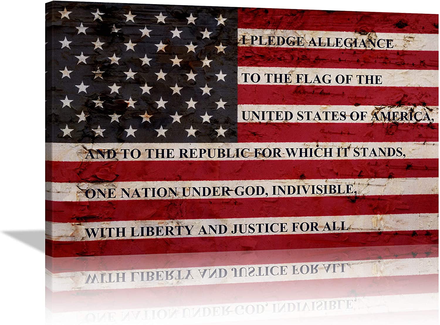 ADALE Large American Flag Canvas Wall Art Pledge of Allegiance Art ...