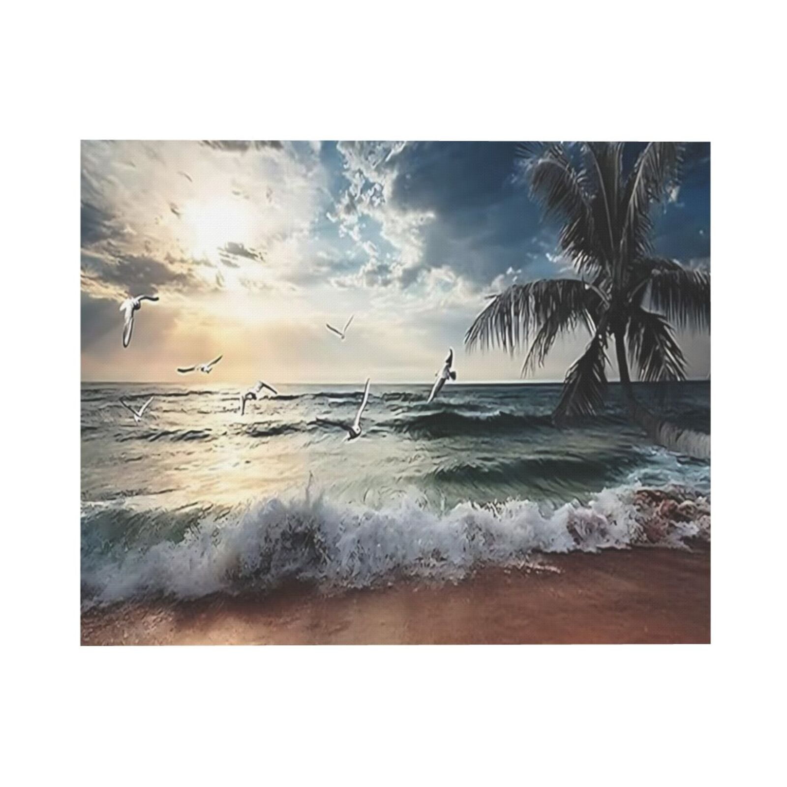 ADALE Large Beach Ocean Canvas Wall Art Coast Sunset Sea Paintings ...