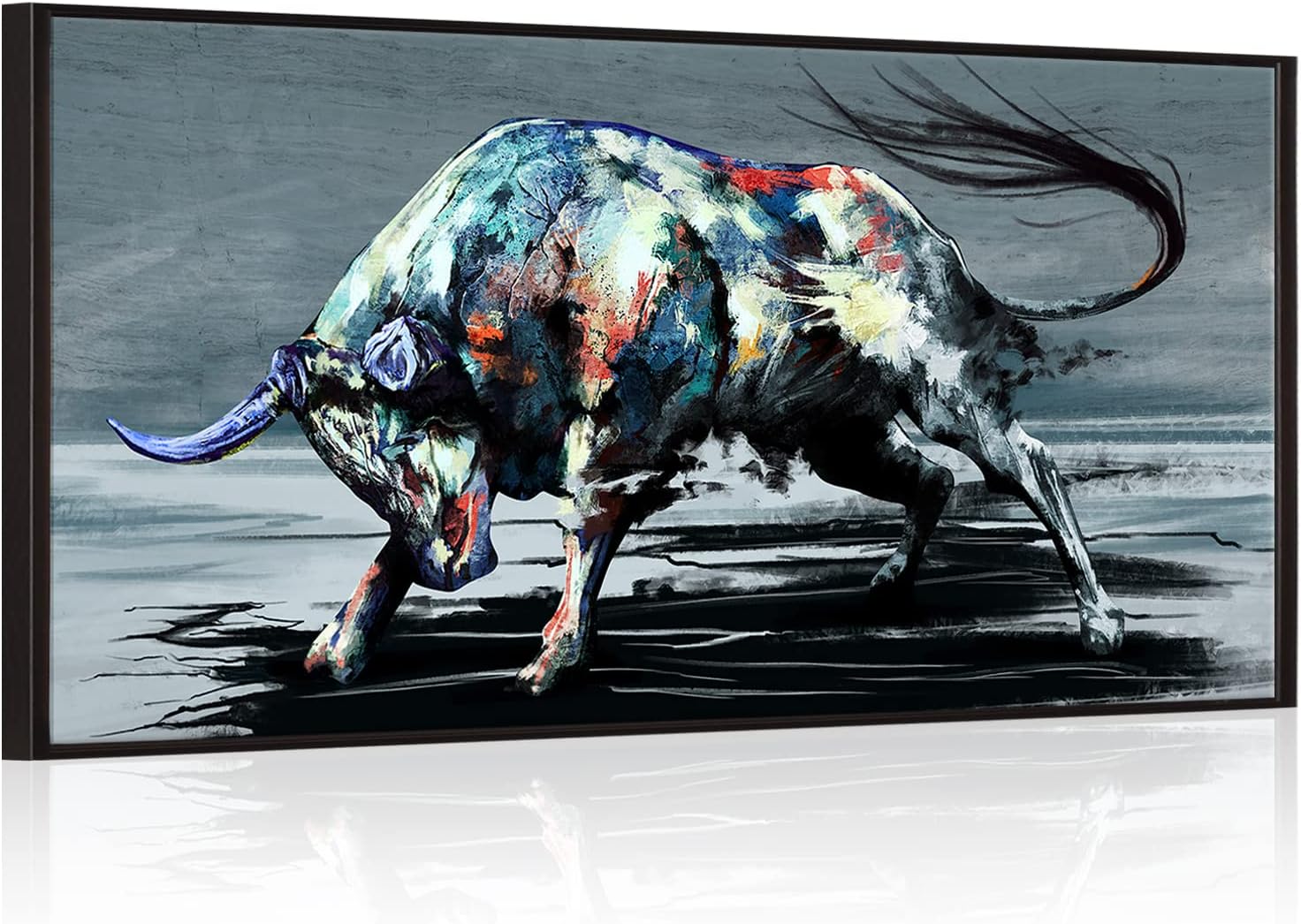 ADALE Large Fighting Bull Painting Wall Art Canvas Cool Animal Picture ...