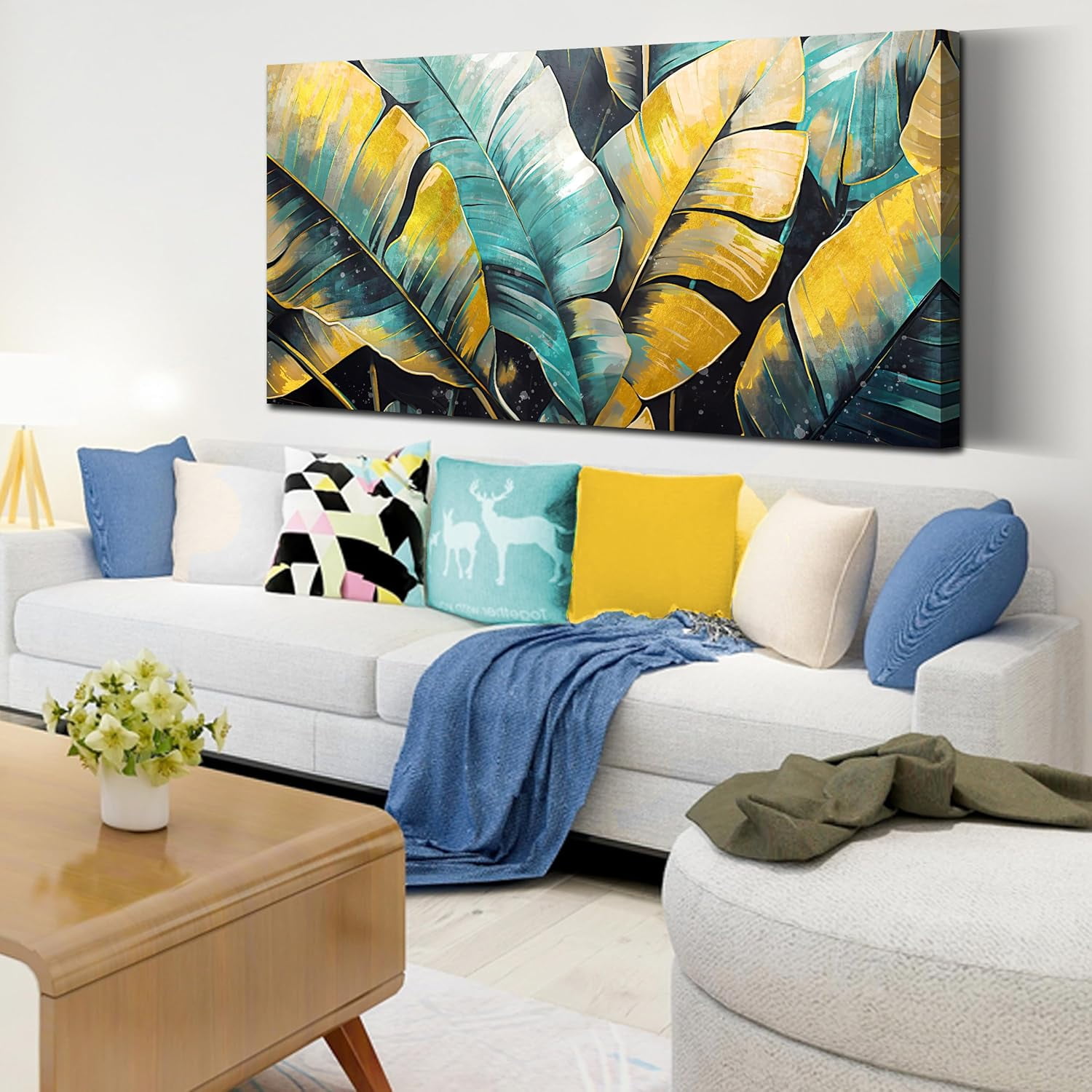 ADALE Large Wall Art for Bedroom, Tropical Plant Leaf Wall Art for Livg ...