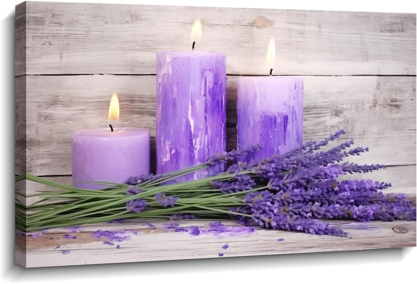 ADALE Lavender Canvas Wall Art Purple Flower and Scented Candle Picture ...