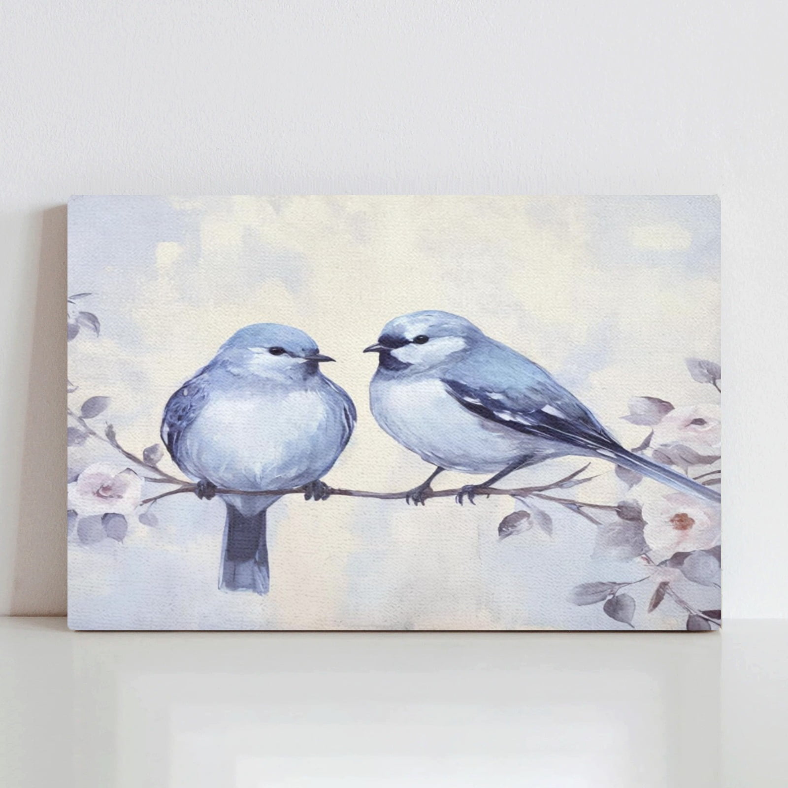 ADALE Little Blue Birds Wall Art Canvas - Love Birds Pictures Print ...