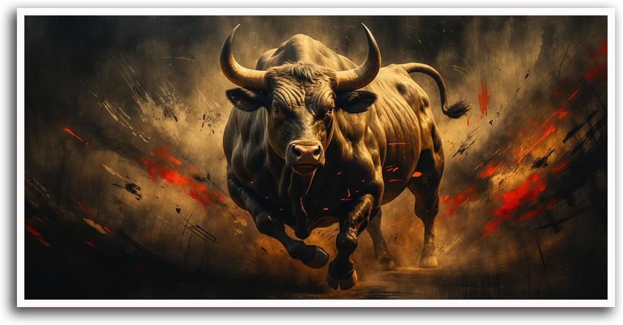 ADALE Longhorn Cattle Wall Art Highland Cattle Picture Decor Bison ...