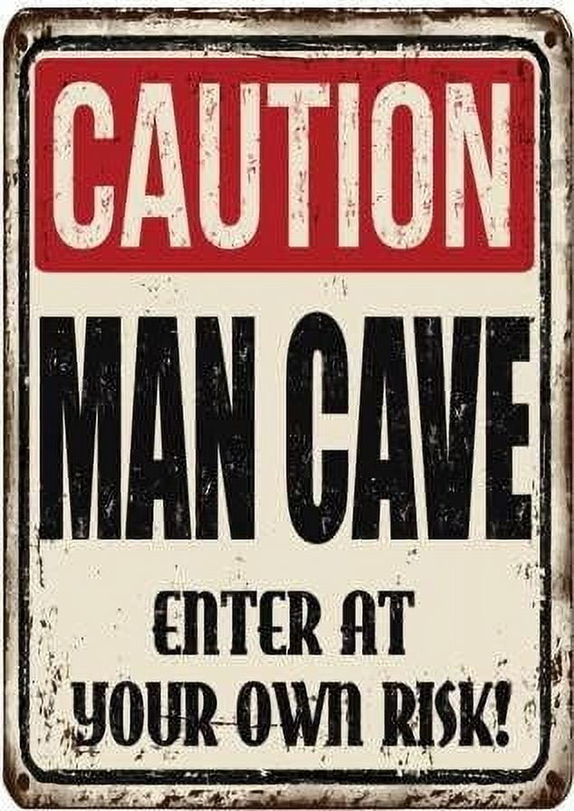 ADALE Man Cave Enter At Own Risk Metal Sign - Easy-to-Hang Wall Decor ...