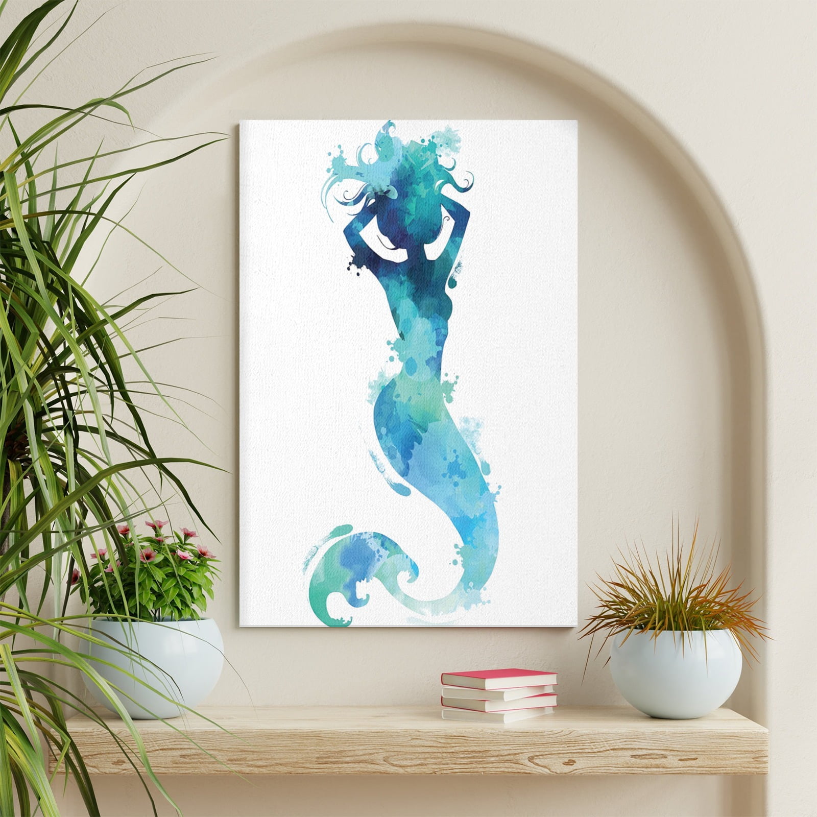 ADALE Mermaid Shape Watercolor Wall Art Colorful Hand-Painted Poster ...