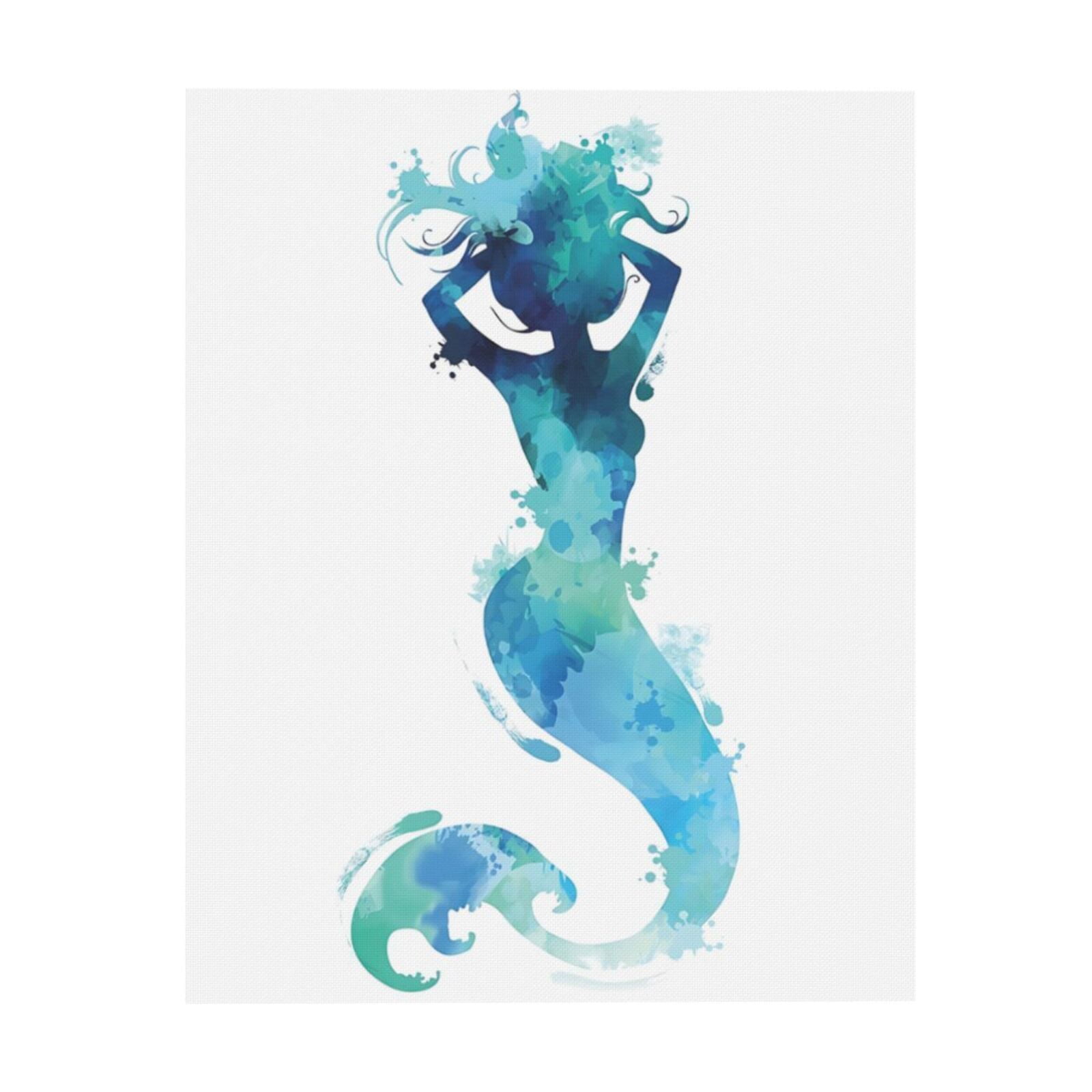 ADALE Mermaid Shape Watercolor Wall Art Colorful Hand-Painted Poster ...