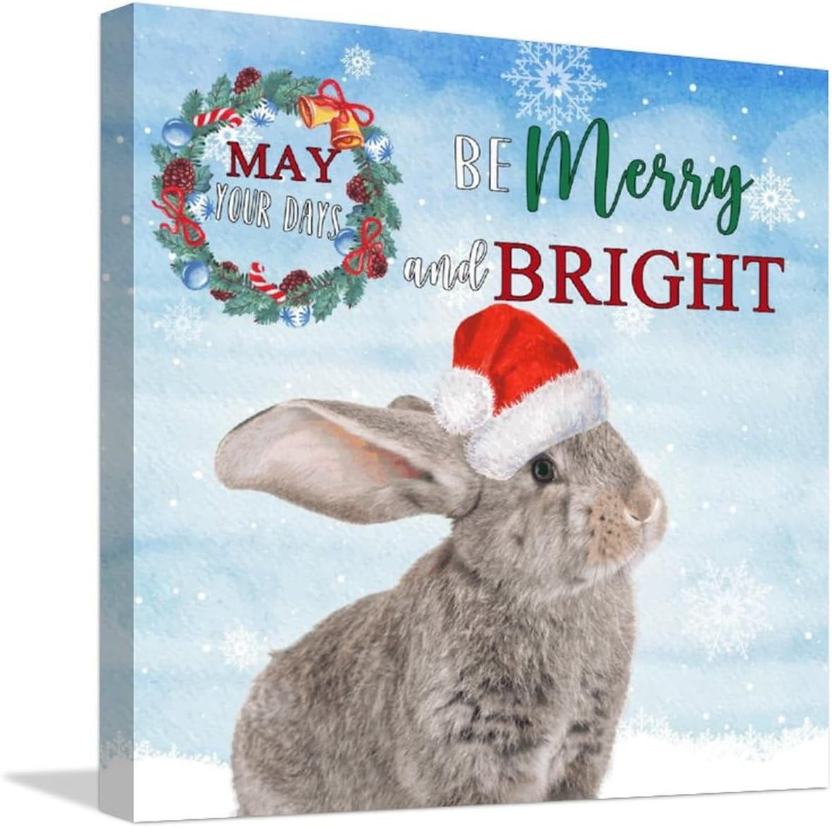 ADALE Be Merry And Bright Canvas Paintings Christmas Wreath Farm Hat ...