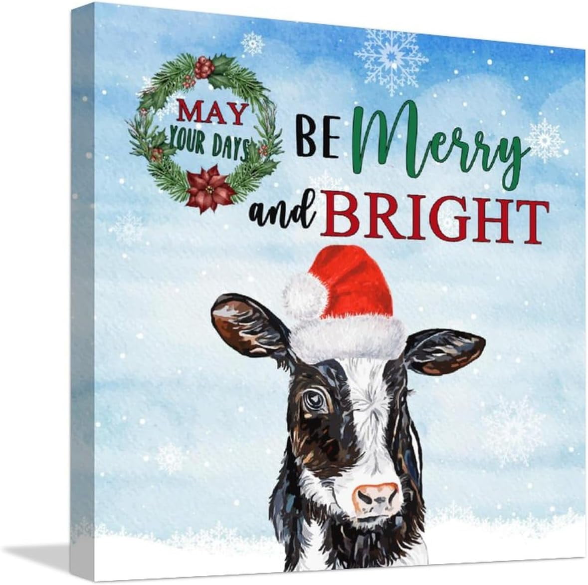 ADALE Be Merry And Bright Canvas Paintings Christmas Wreath Farm Hat ... ADALE Be Merry And Bright Canvas Paintings Christmas Wreath Farm Hat ...