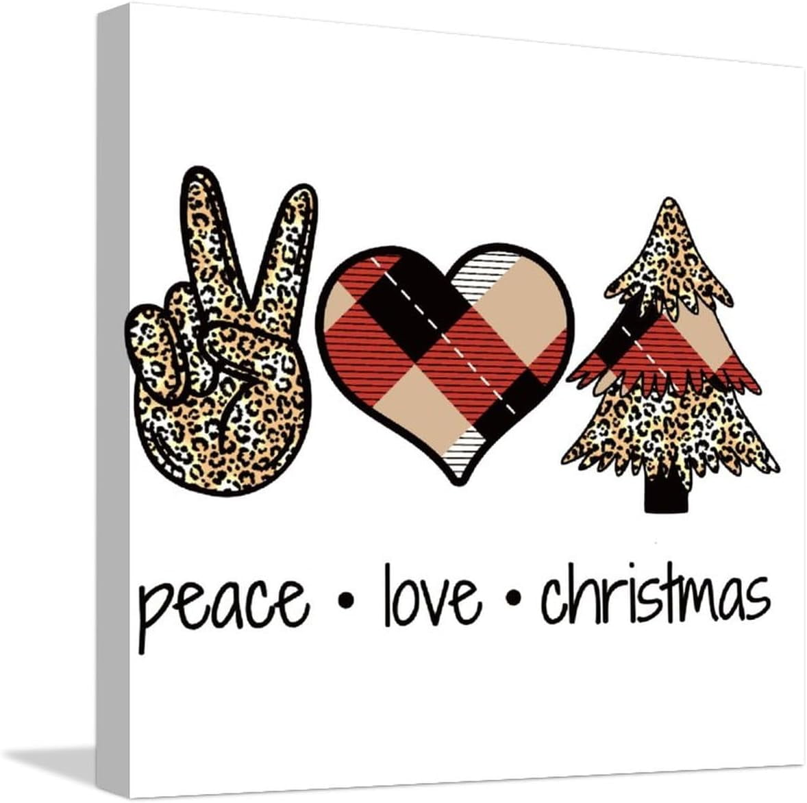 ADALE Merry Christmas Canvas Prints Buffalo Plaid Leopard Christmas ...