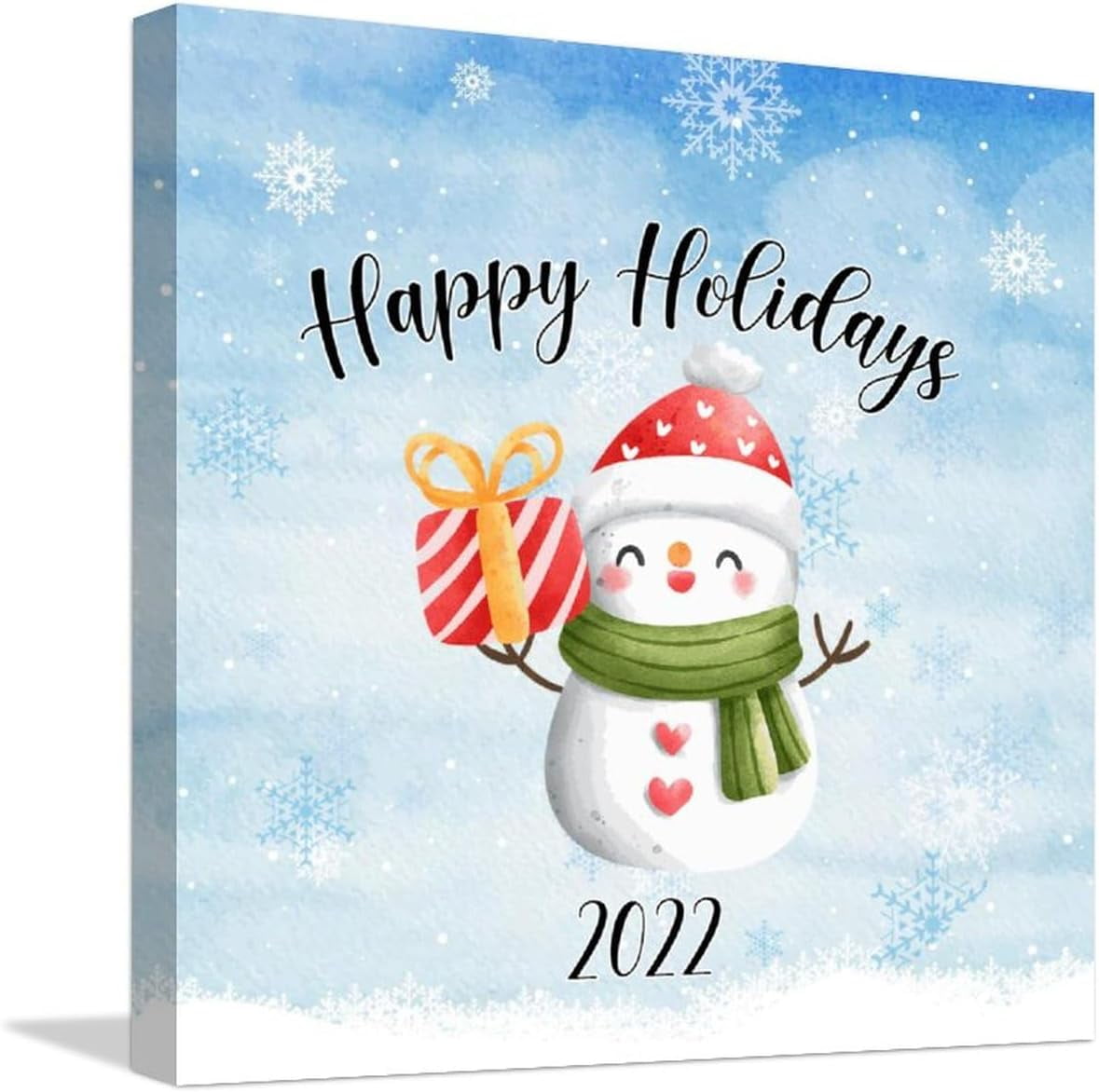 ADALE Merry Christmas Canvas Prints Winter Snowman with Scarves Hats ...