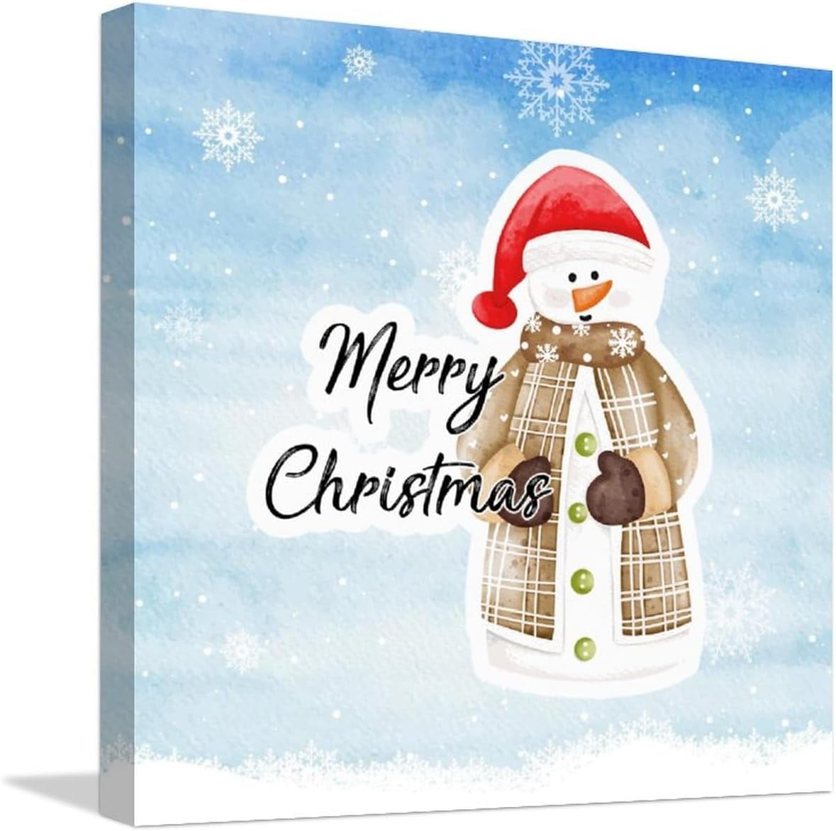 ADALE Merry Christmas Canvas Prints Winter Snowman with Scarves Hats ...