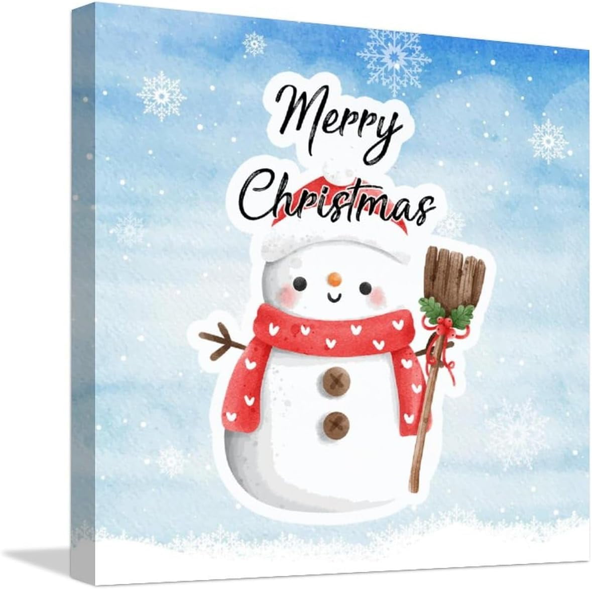 ADALE Merry Christmas Canvas Prints Winter Snowman with Scarves Hats ...