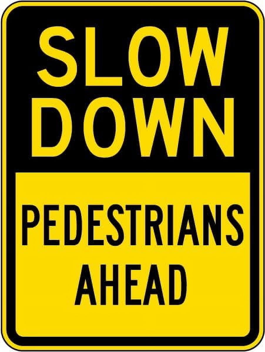 ADALE Metal Sign Warning Tin Sign Slow Down Pedestrians Ahead Aluminum ...