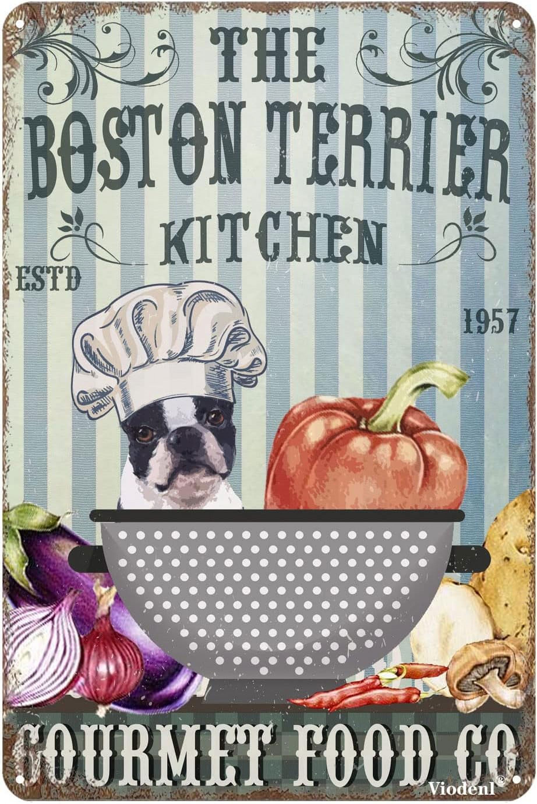 ADALE Metal Tin Signs The Boston Terrier Kitchen Gourmet Food Co. Tin ...