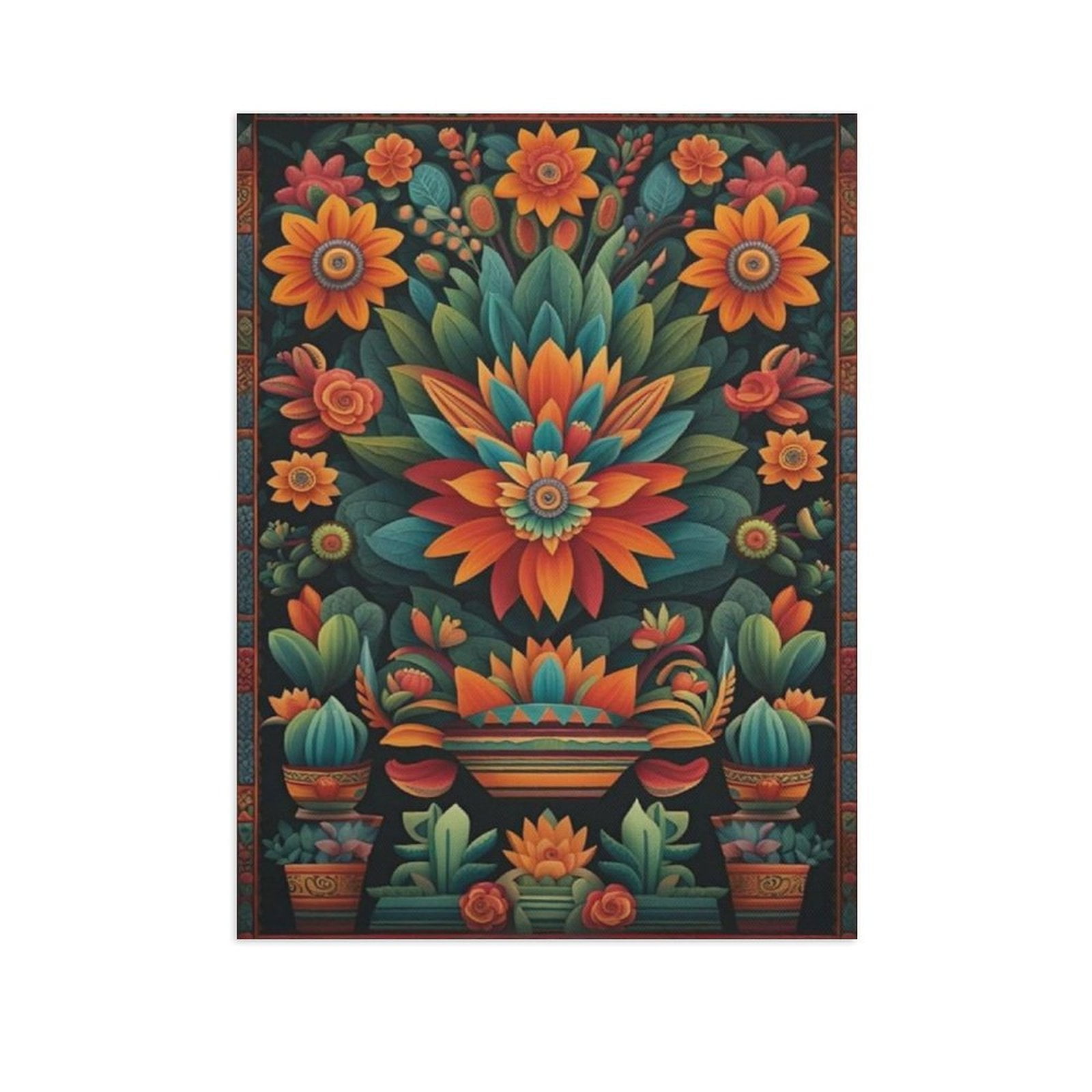 ADALE Mexican Floral Art Poster Print Decor Mexican Aztec Pattern Art ...