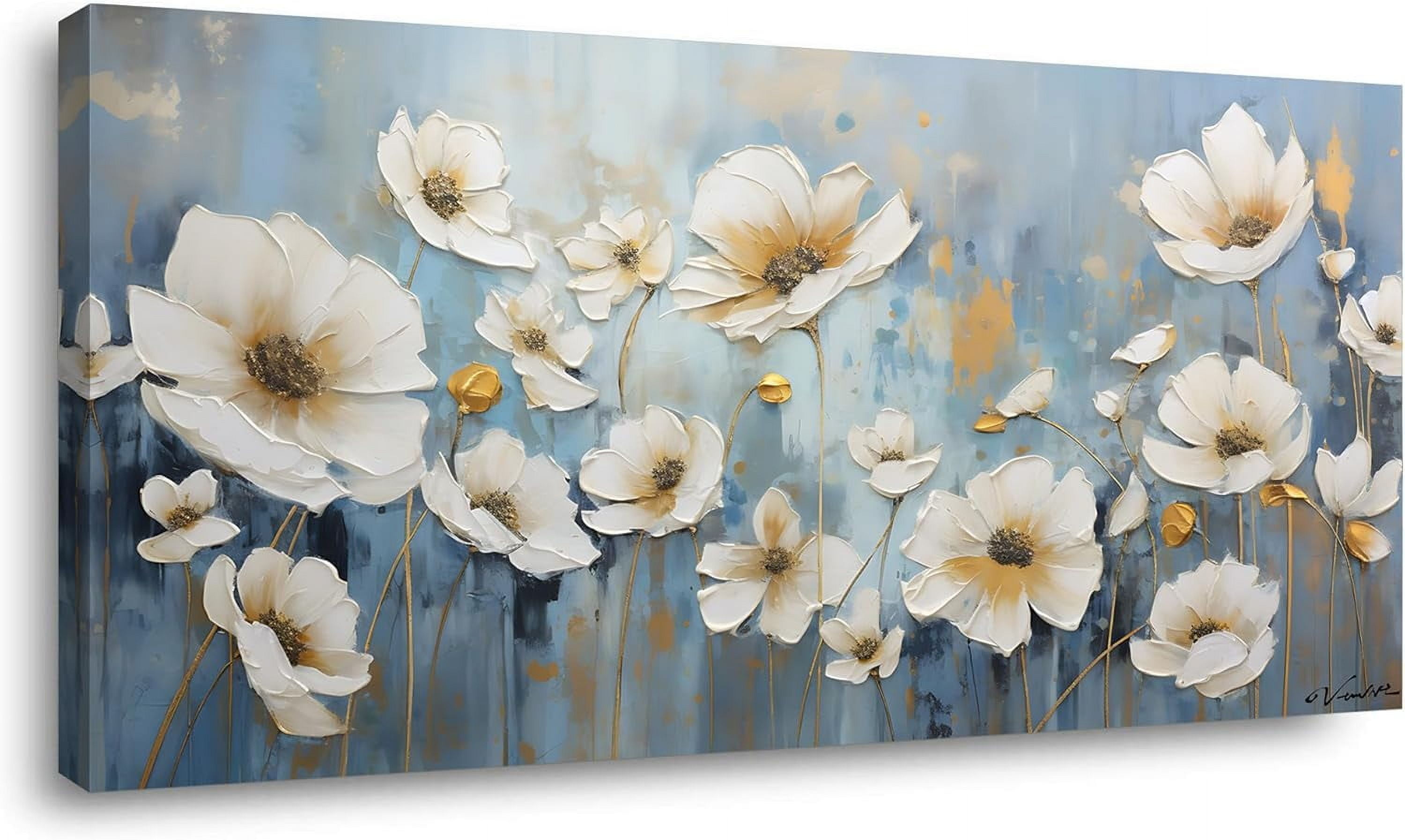 ADALE Modern Abstract Canvas Wall Art Blue Artistic Cityscape Geometry ...