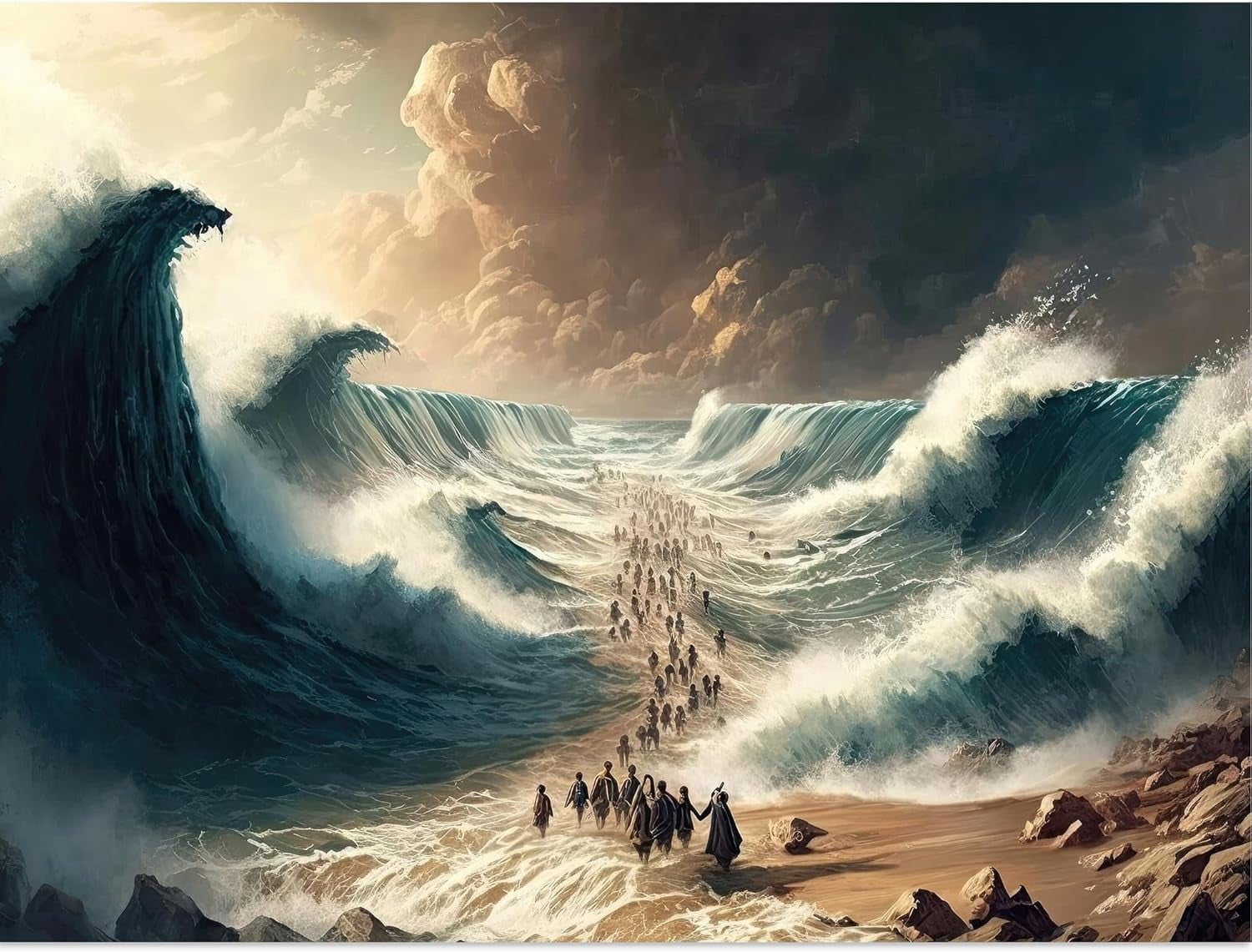 ADALE Modern Christian Canvas Poster, Bible Stories Moses Parting Wall ...