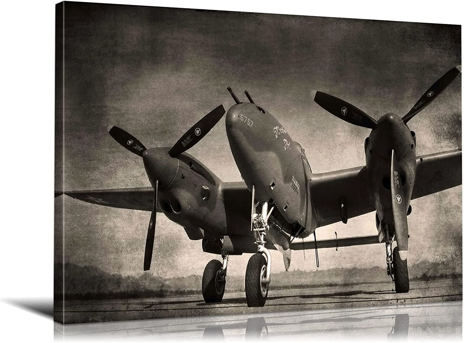 ADALE Modern Fighter Jet Canvas Wall Art Lockheed P38 Lightning Fighter ...