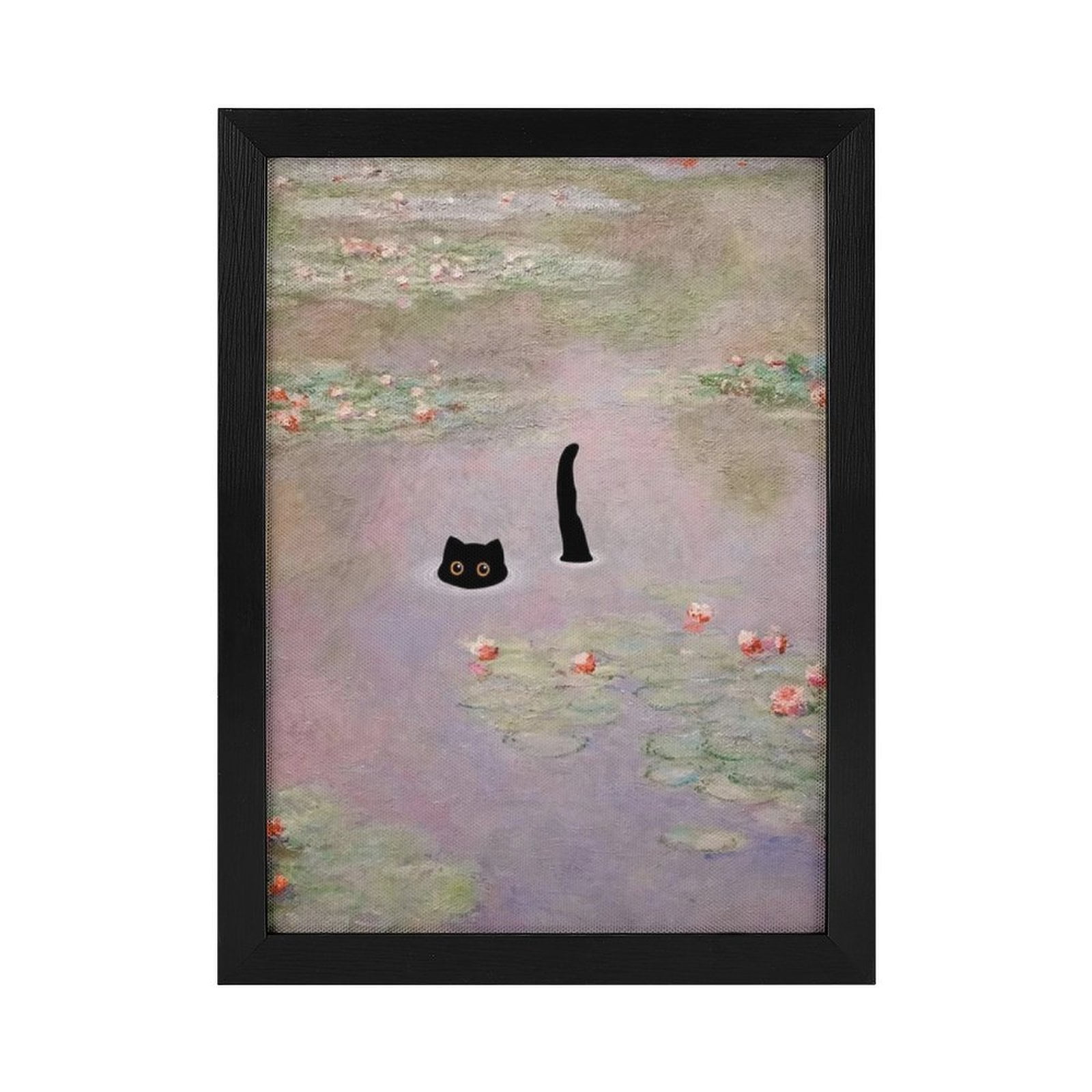 ADALE Monet Water Lily Cat Poster Vintage Black Cat Wall Art Funny ...