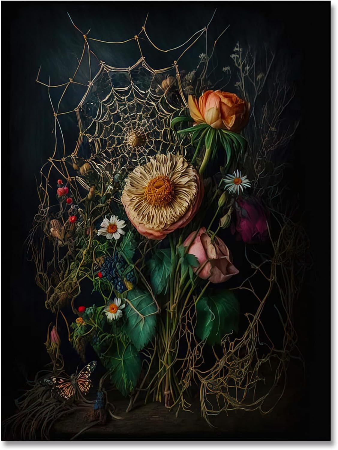 ADALE Moody Decor Vintage Botanical Floral Wall Art Victorian Gothic ...