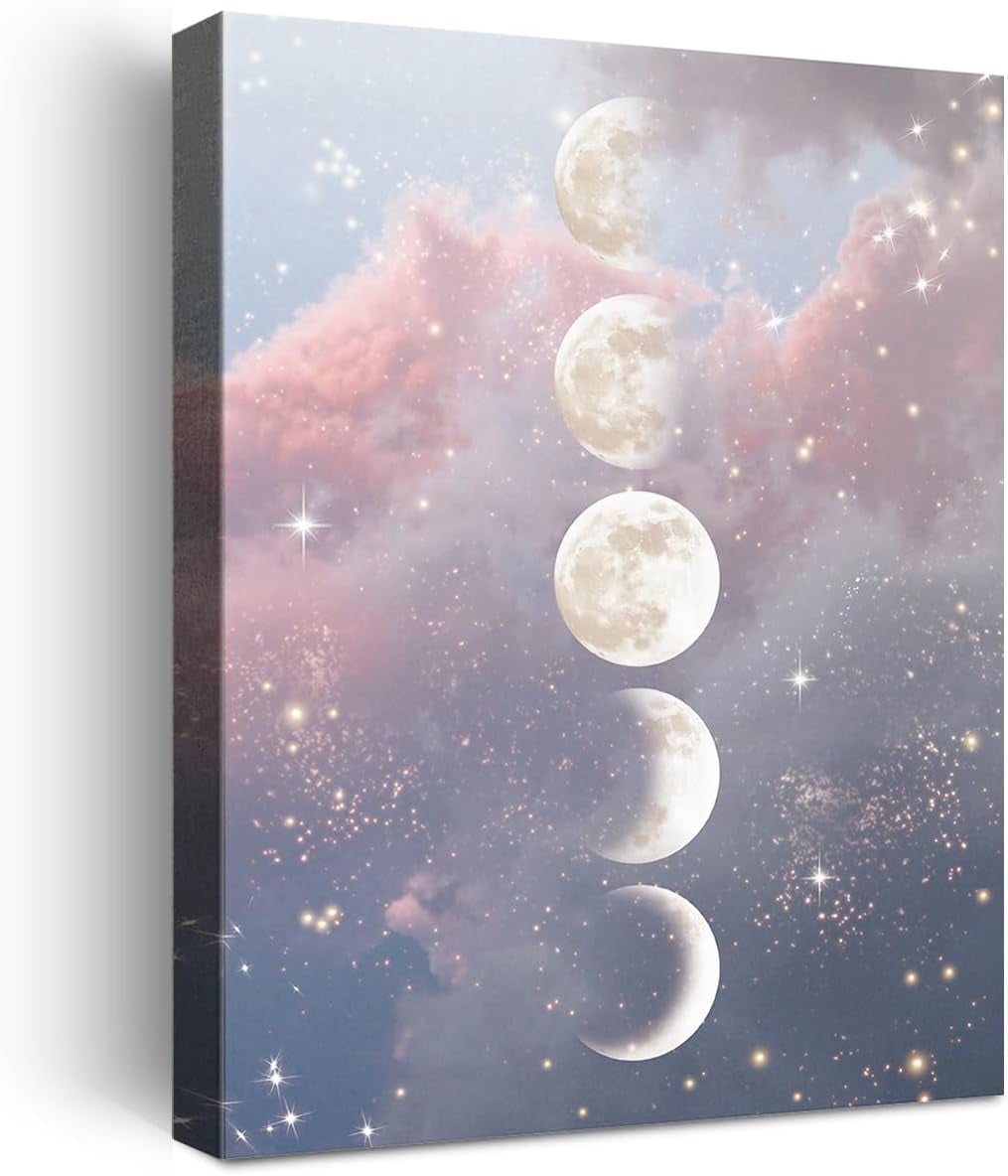 ADALE Moon Phases Wall Art Decor, Moon Phases Canvas Poster Prt for ...