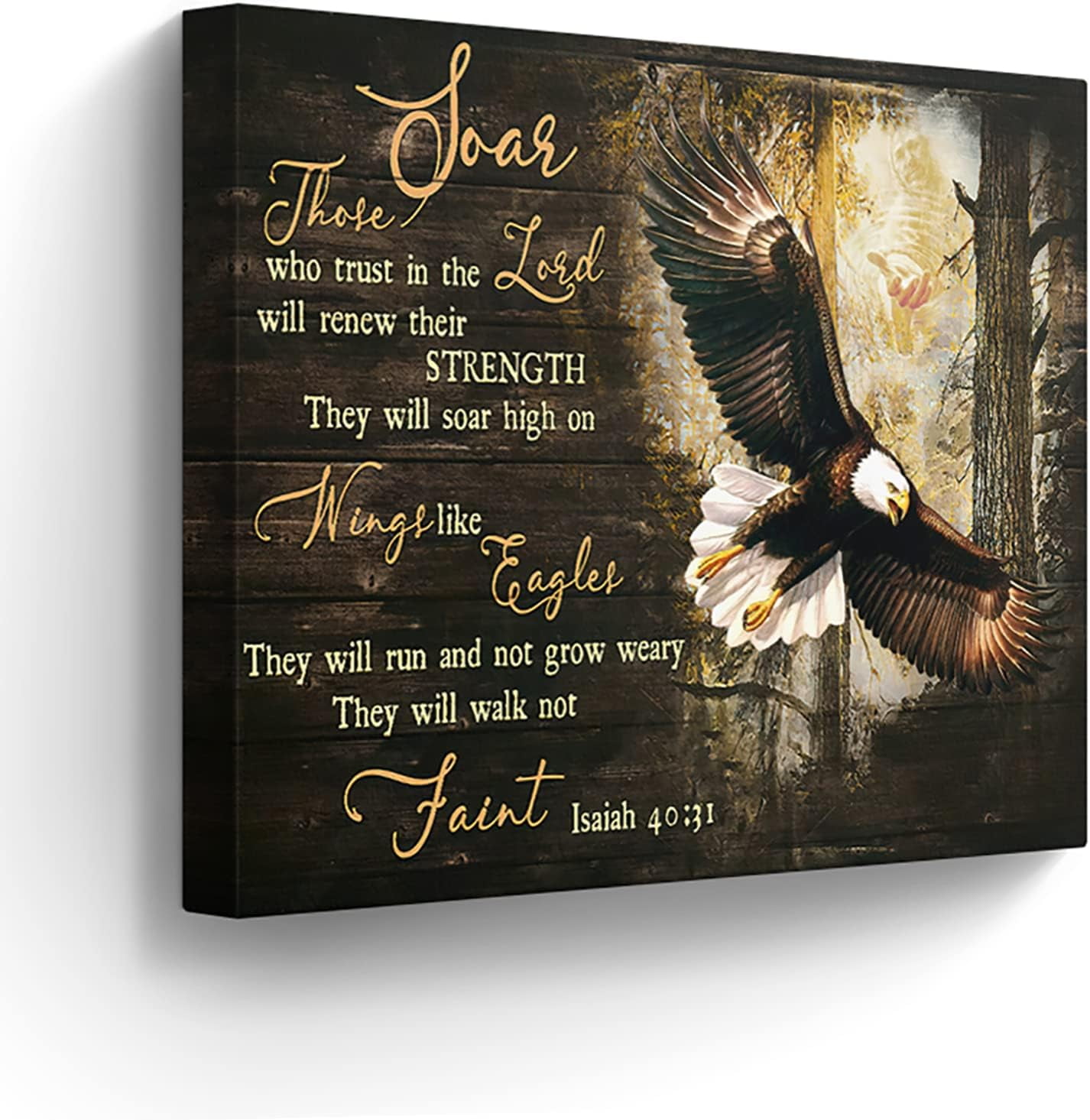 ADALE Motivational Bald Eagle Wall Art Christian Flying Bald Eagle Gift ...