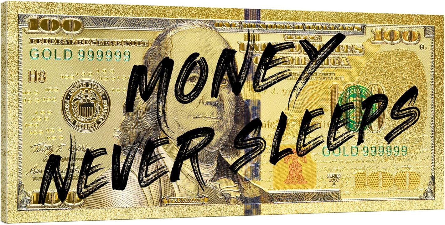 ADALE Motivational Money Wall Art Benjam Frankl 100 Dollar Bill Canvas ...