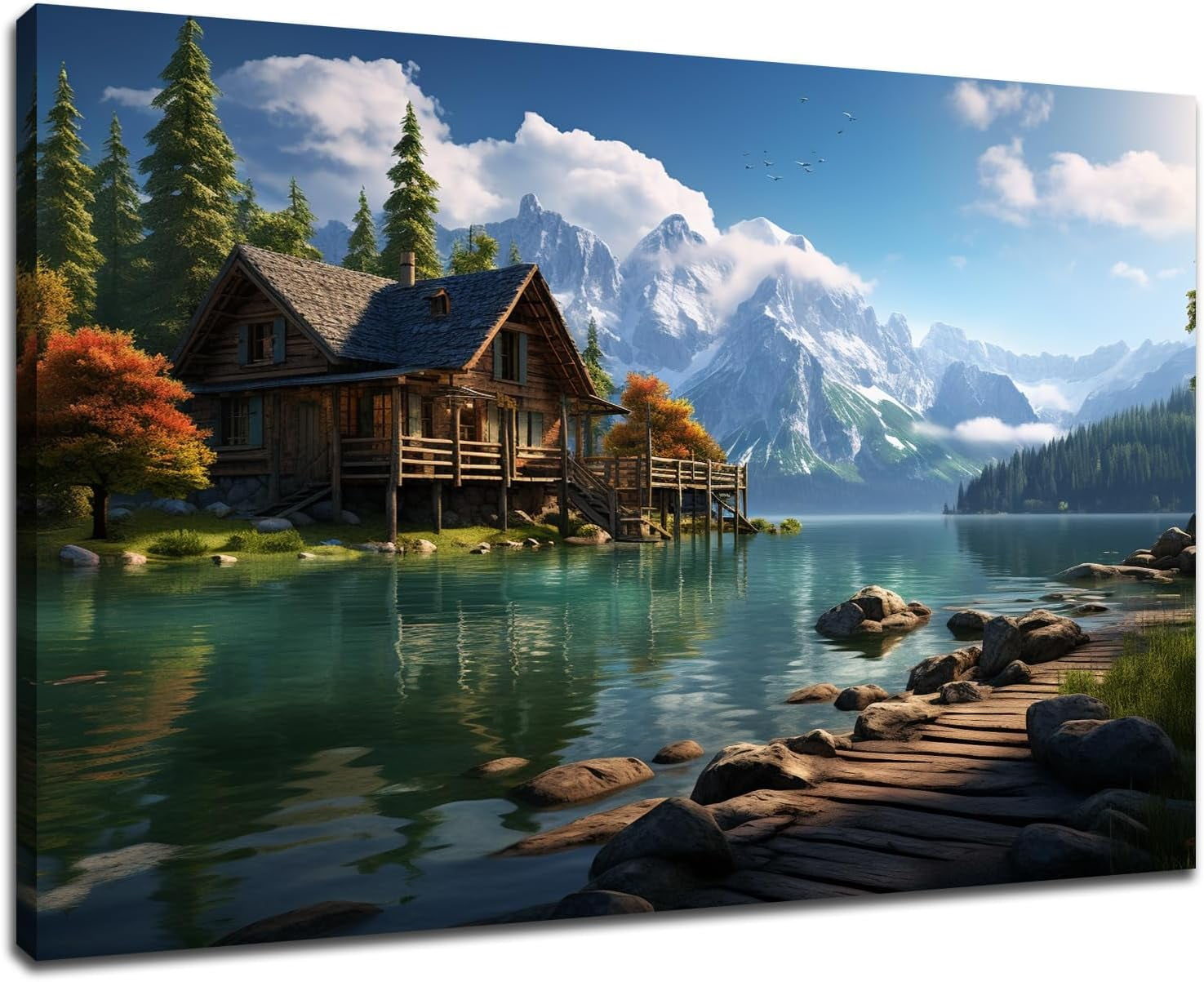 ADALE Nature Canvas Wall Art for Livg Room Mounta Scene Picture Wall ...
