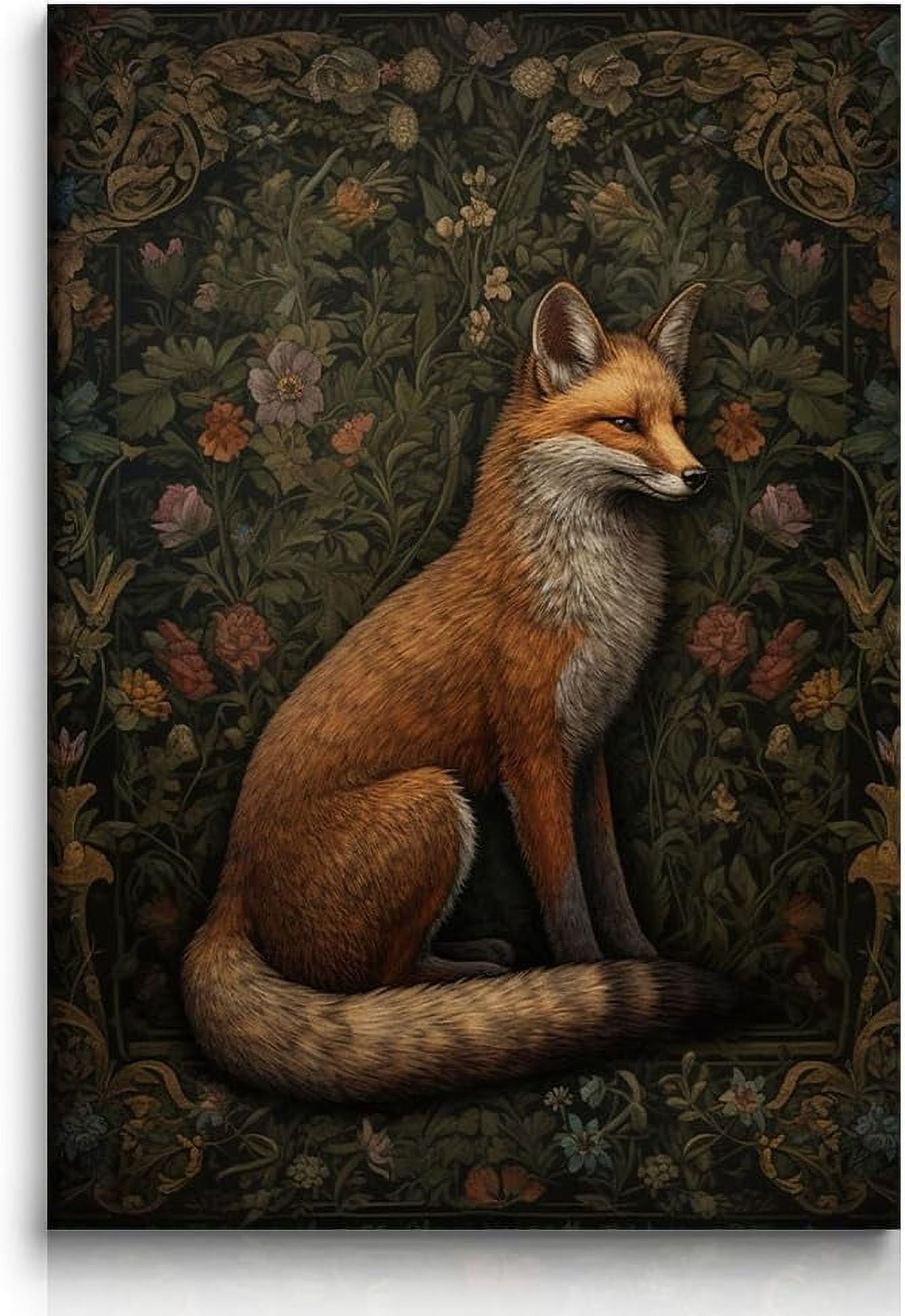 ADALE Nordic Rustic William Morris Fox Wall Art Cute Fox Print Painting ...