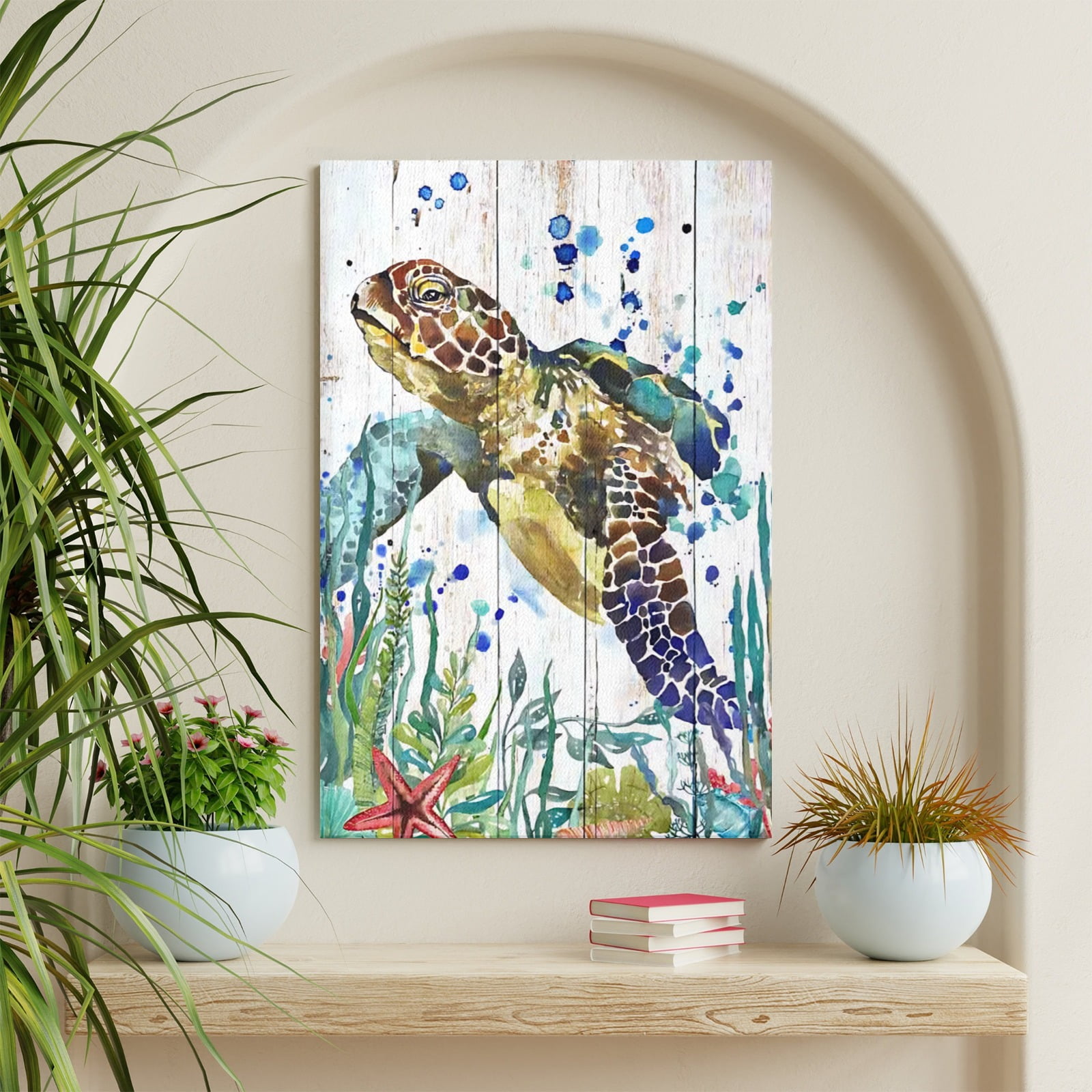 ADALE Ocean Turtle Bathroom Wall Decor Nautical Wall Art Canvas Prints ...