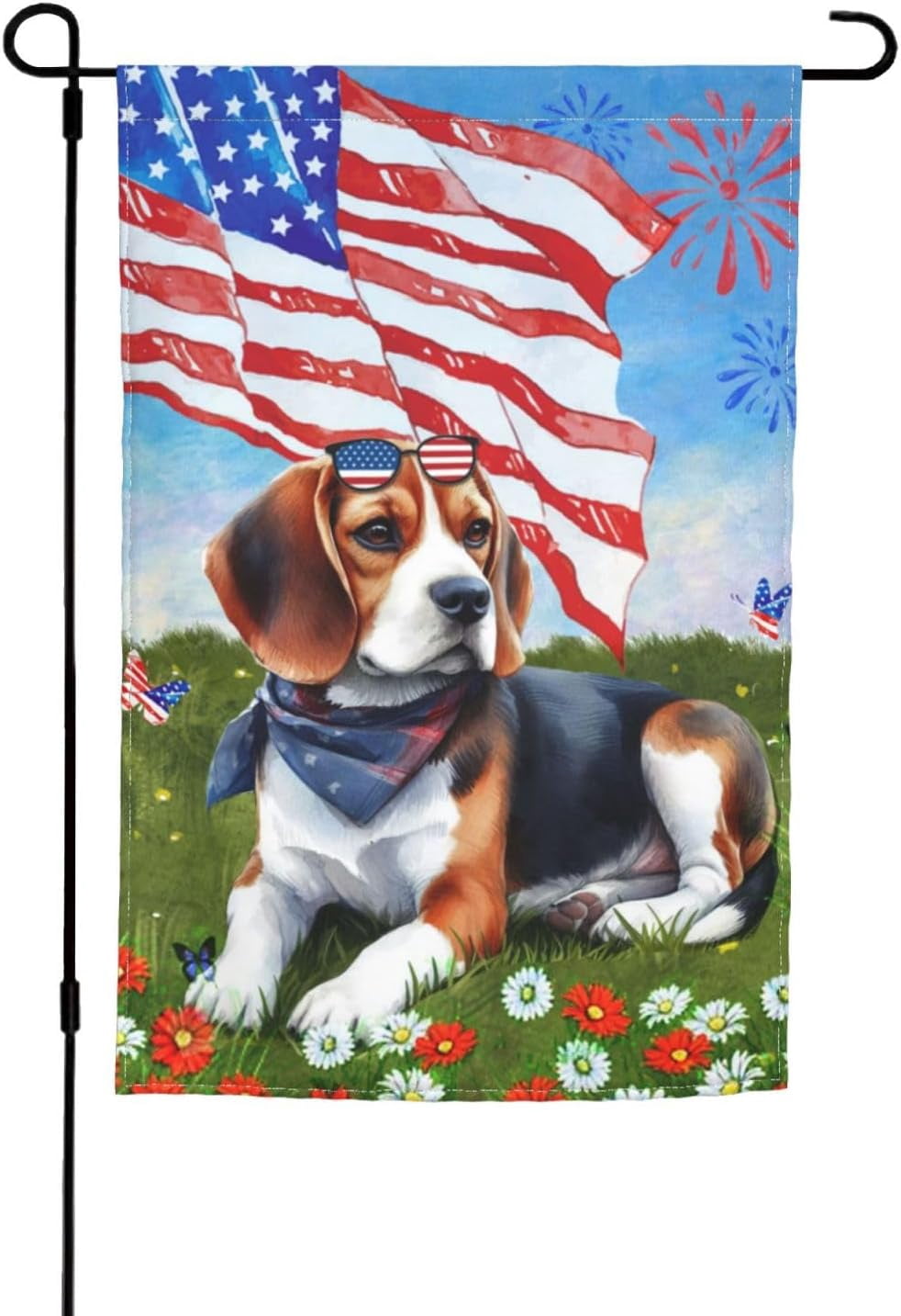 ADALE Patriotic Beagle 4th Of July Flowers Garden Flag Double Sided ...