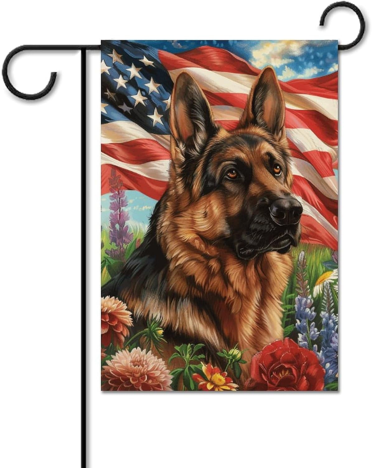 ADALE Patriotic German Shepherd Dog Garden Flags 12x 18 4th of July Dog ...