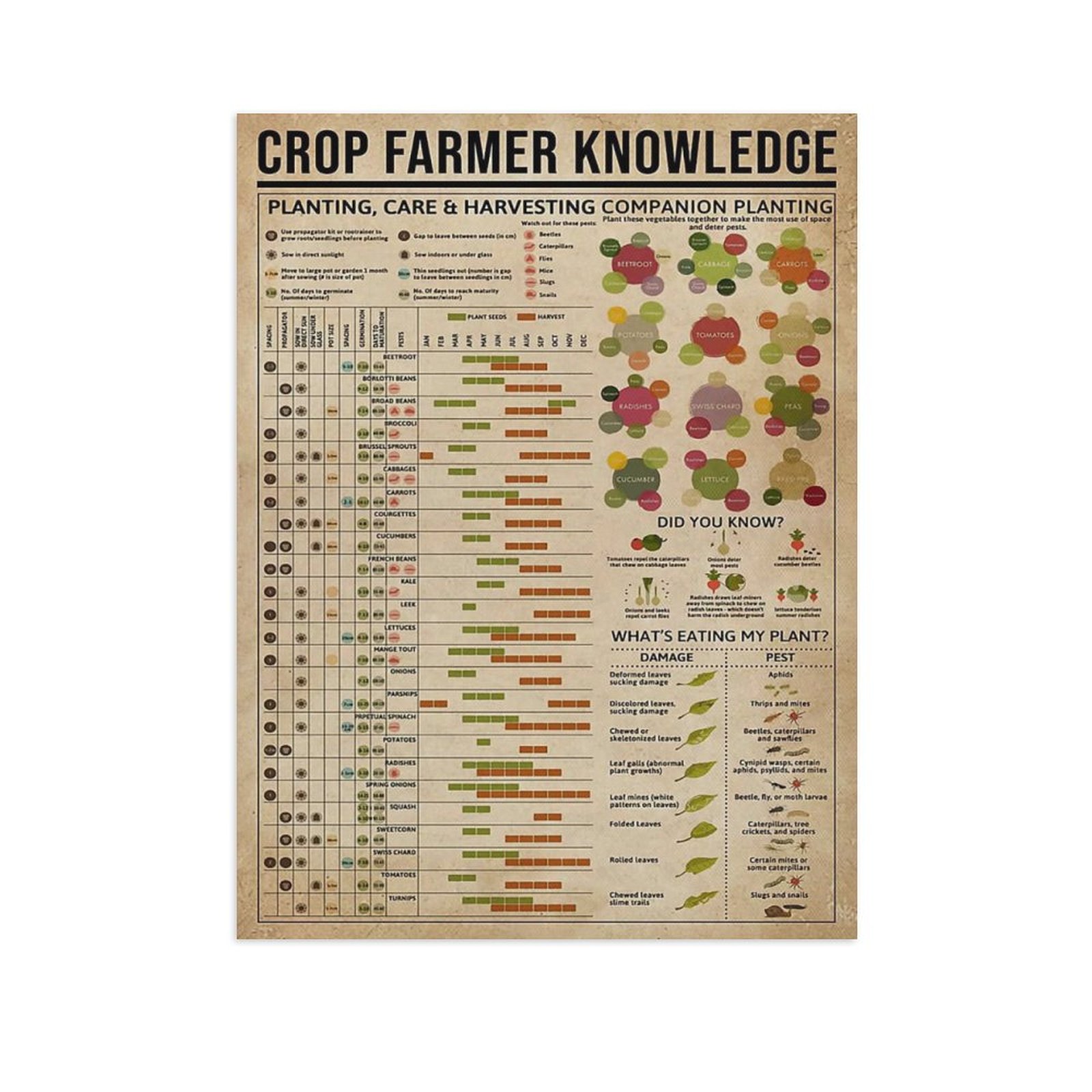 ADALE Planting Knowledge Wall Art Canvas Print Posters Crop Farmer ...