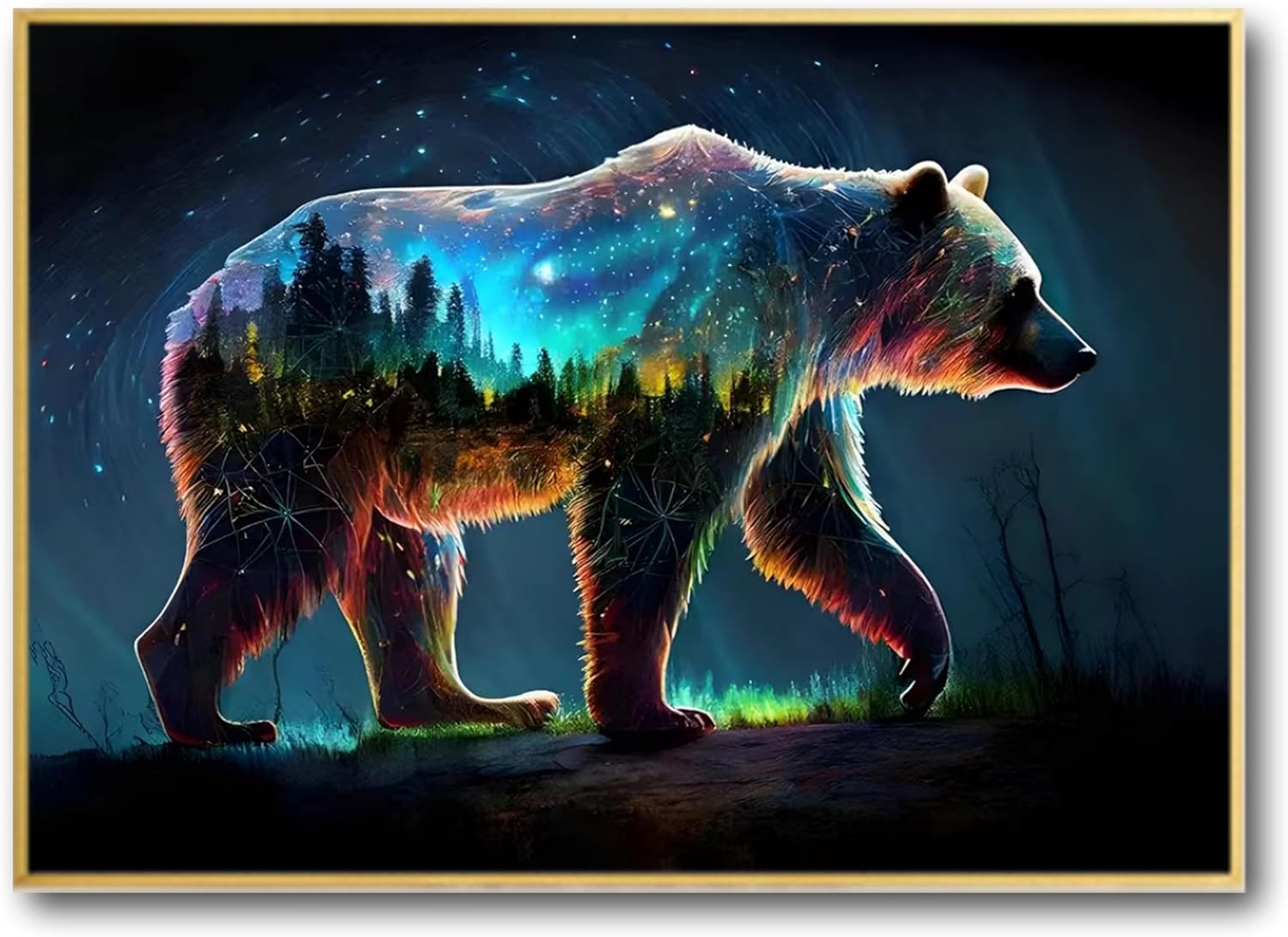 ADALE Polar Bear Wall Art Poster Bear Canvas Print Night Starry Sky ...