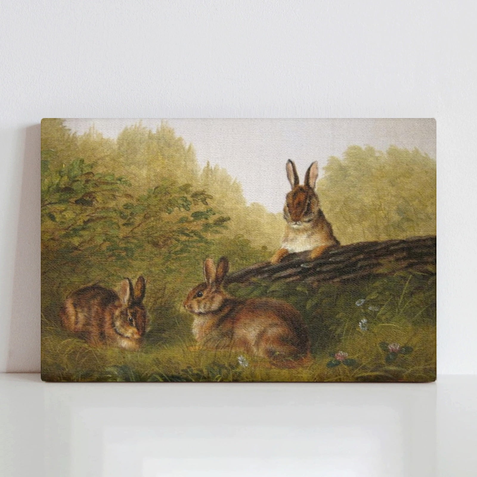 ADALE Poster Master Vintage Rabbits On A Log Painting Poster - Retro ...