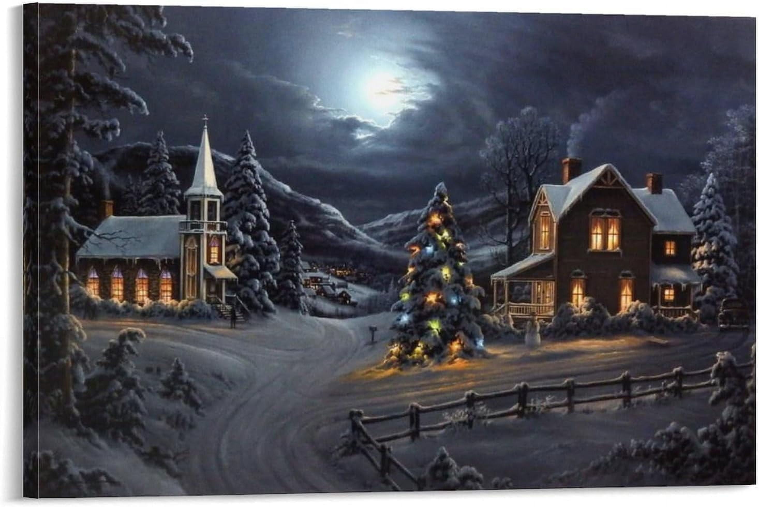 ADALE Posters Merry Christmas Wall Art Christmas Eve Picture Night ...