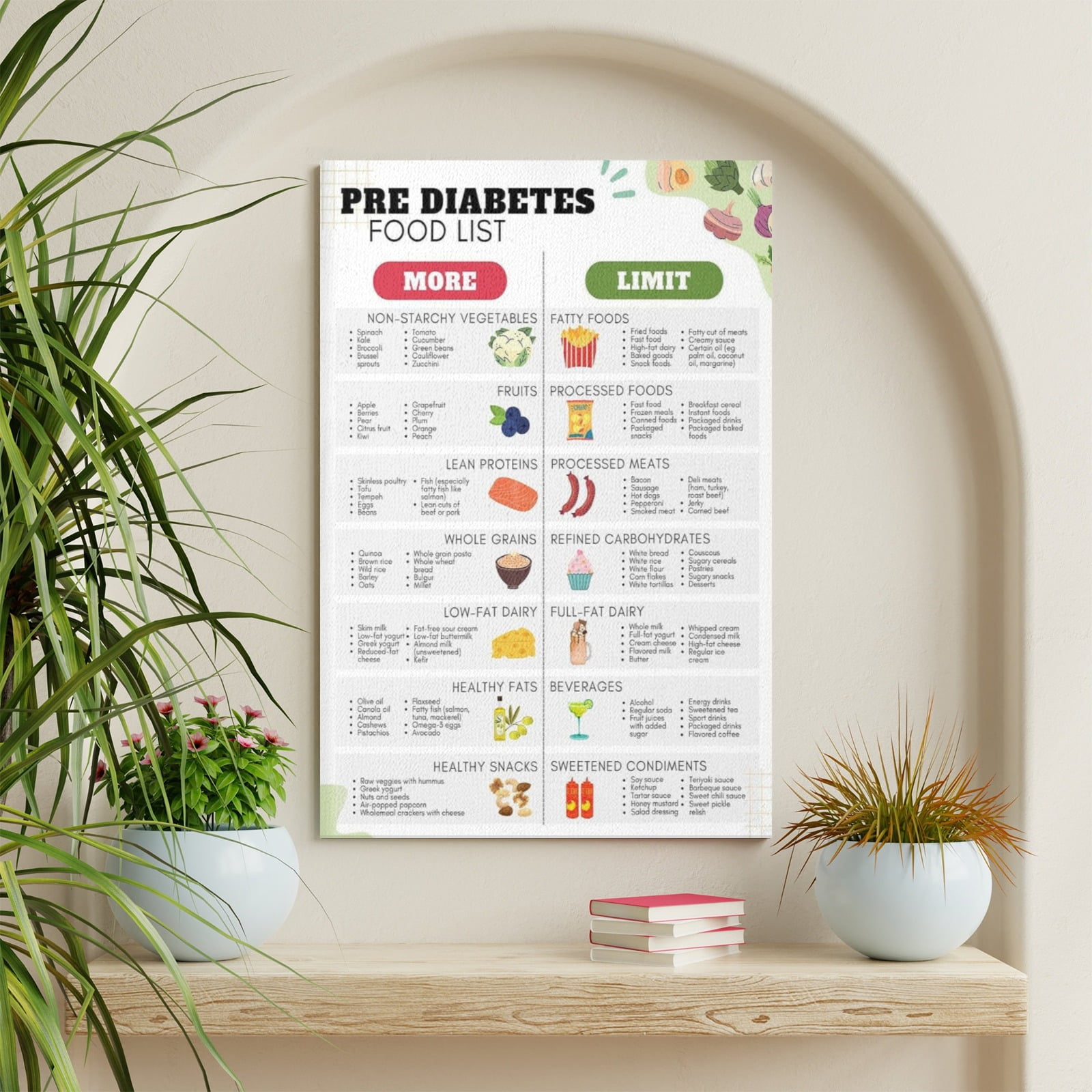 ADALE Pre Diabetic Food List Type Poster 2 Diabetes Diet Chart Art ...