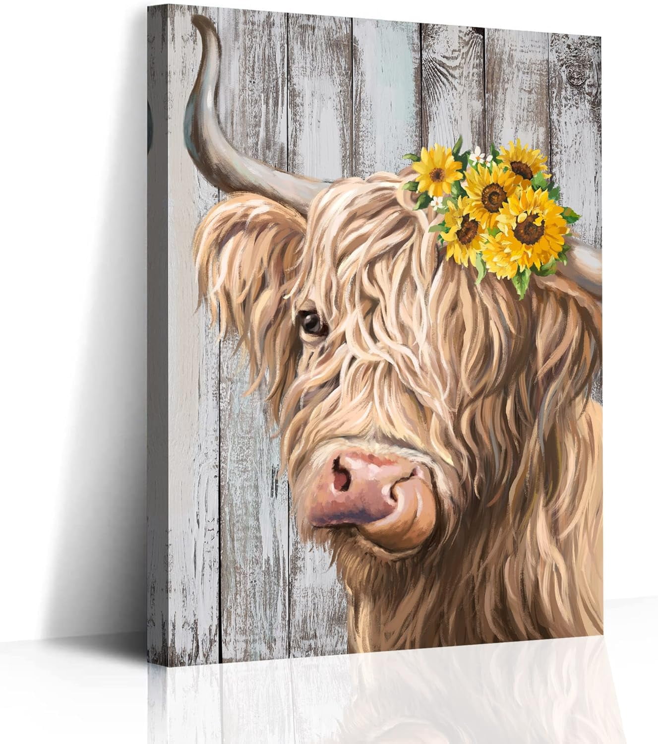 ADALE Quebo Funny Yellow Highland Cow cavans Wall Art Highland Cow ...