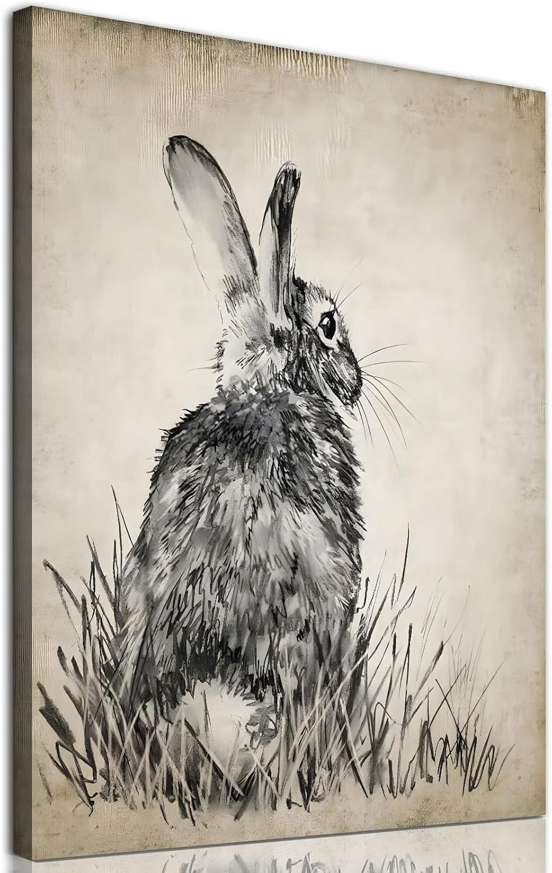 ADALE Rabbit Canvas Wall Art Cute Animal Artwork Nursery Bunny Picture ...