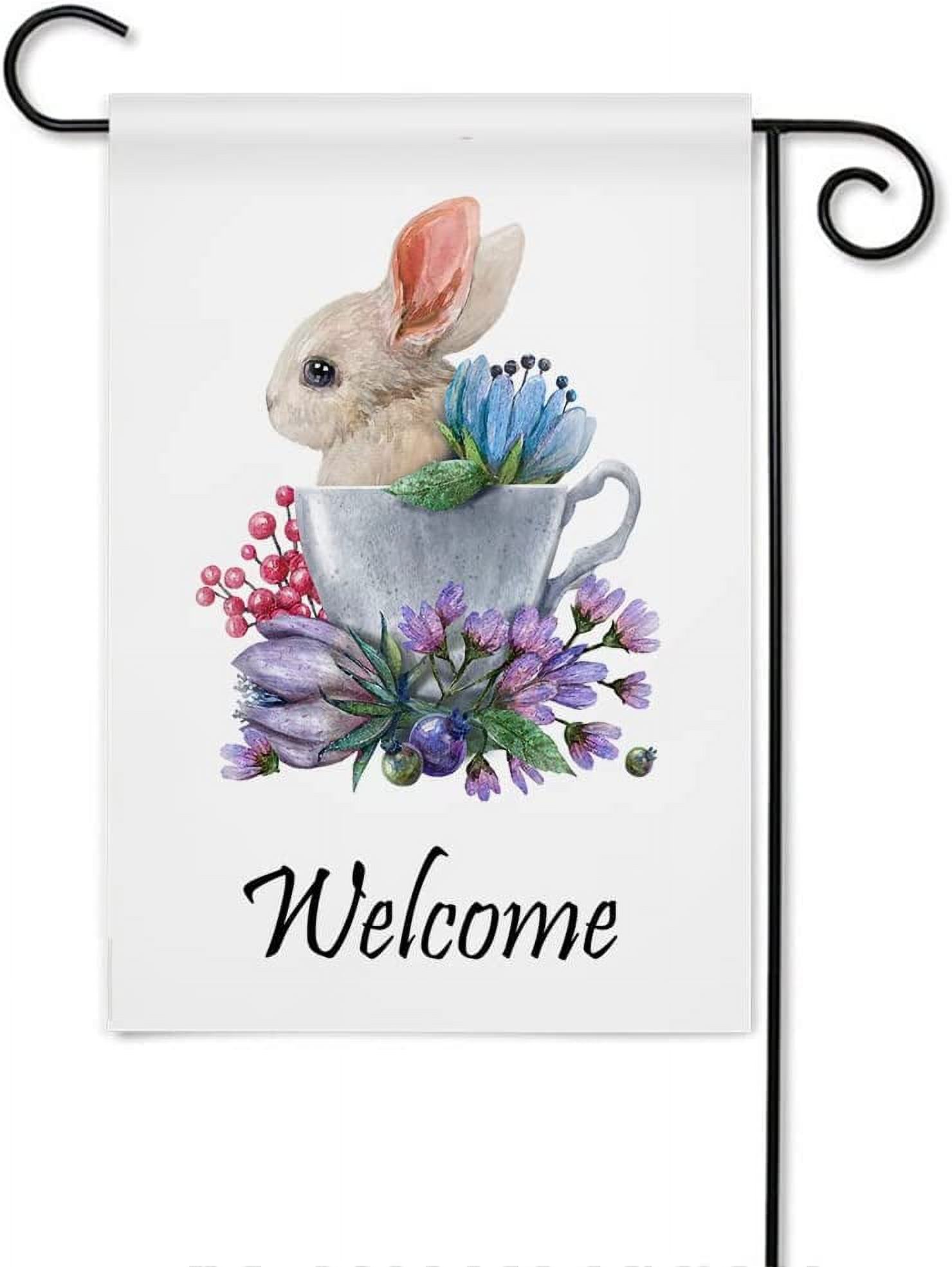ADALE Rabbit Garden Flag Vertical Double Sided Cute Animal Hare Bunny ...
