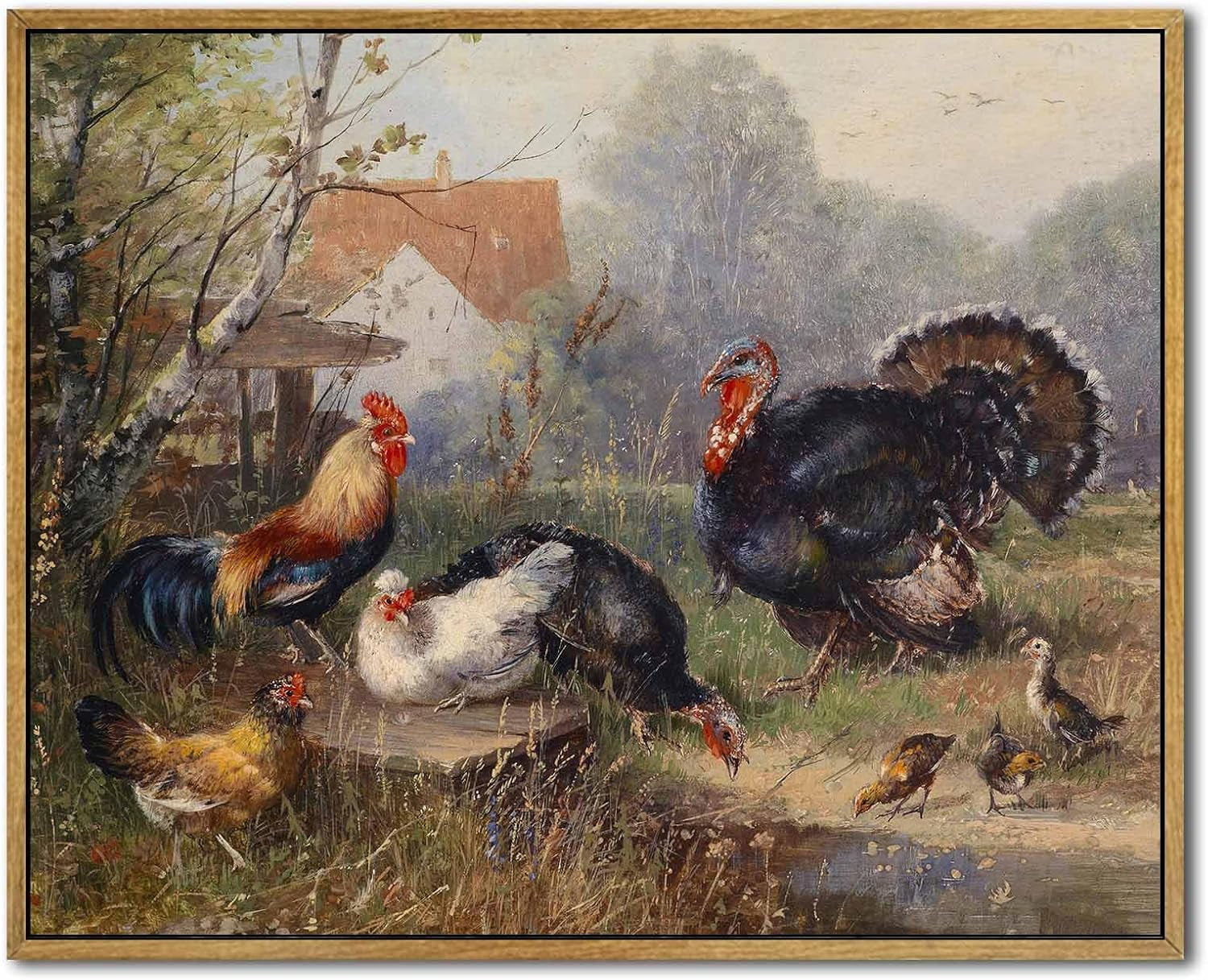 ADALE Retro Farm Animals Canvas Wall Art Weeds French Farmhouse Print Farm Animals Pictures Farm ...