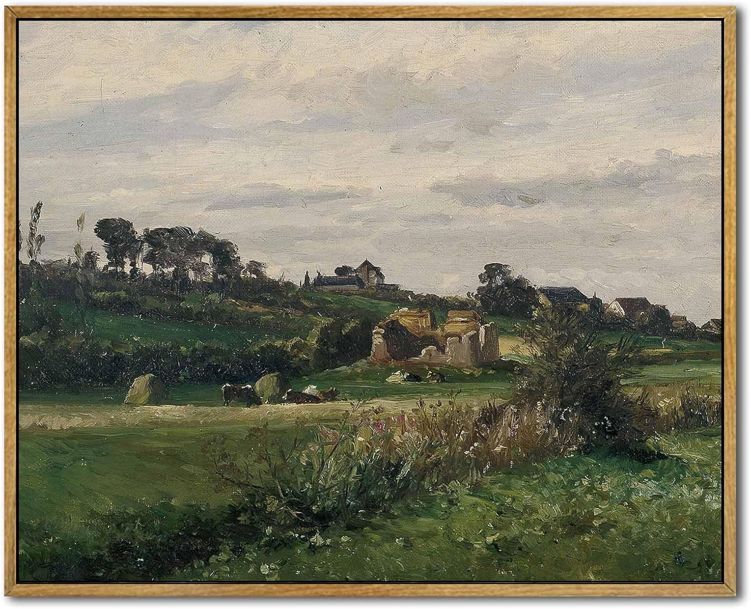 ADALE Retro Farm Animals Canvas Wall Art Weeds French Farmhouse Print ...