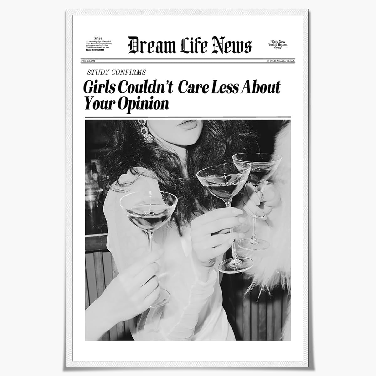 ADALE Retro Newspaper Posters Positive Affirming Quotes Posters Black ...