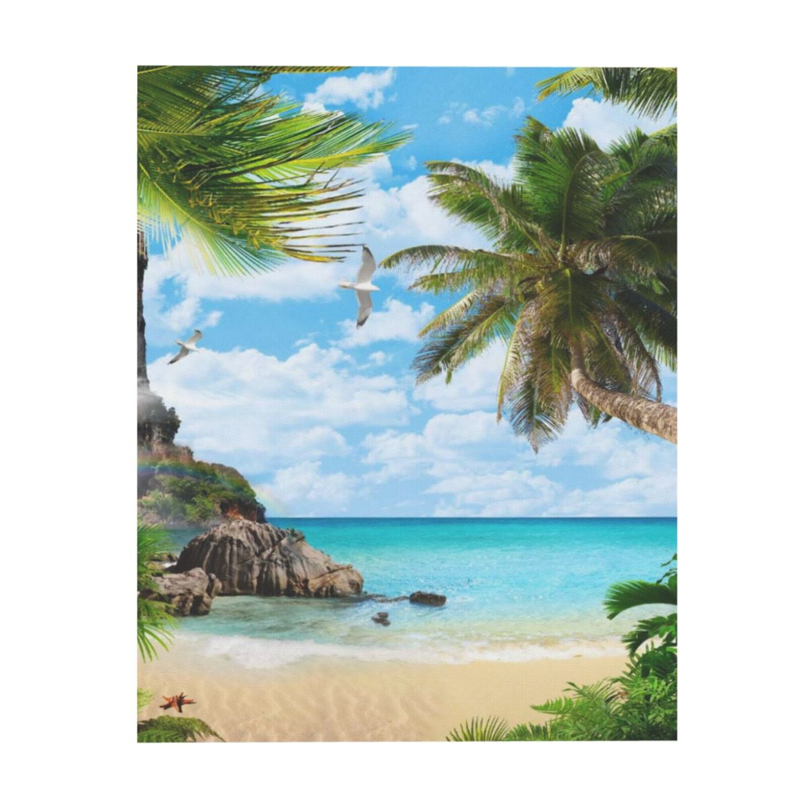 ADALE Romantic Beach Art Poster, Leaf Wall Art, Nature Wall Decor ...