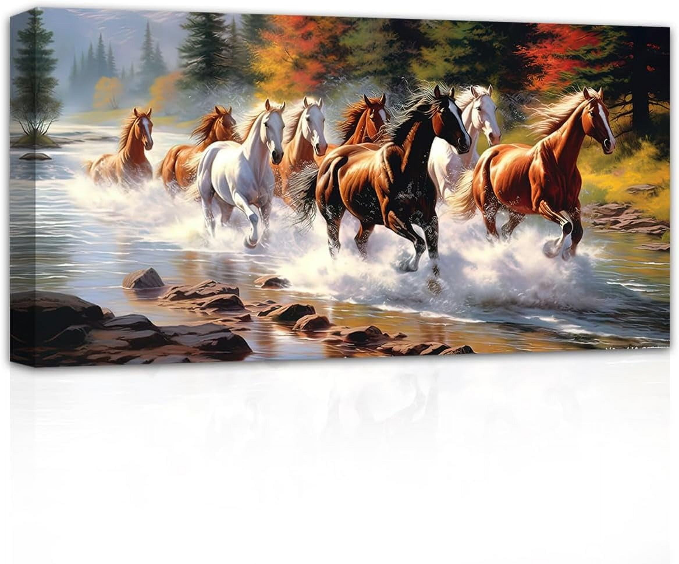 ADALE Running Horse Canvas Wall Art Wild Animal Picture Print on Canvas ...