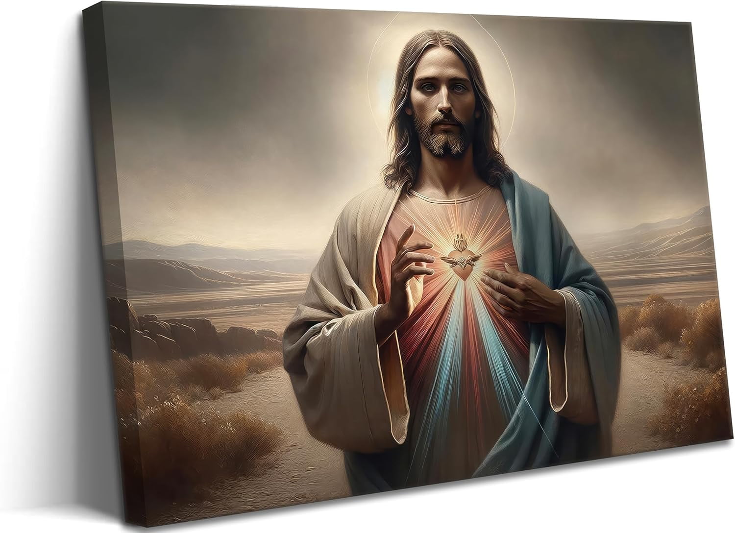 ADALE Sacred Heart of Jesus Wall Art Divine Mercy Jesus Portrait Canvas ...